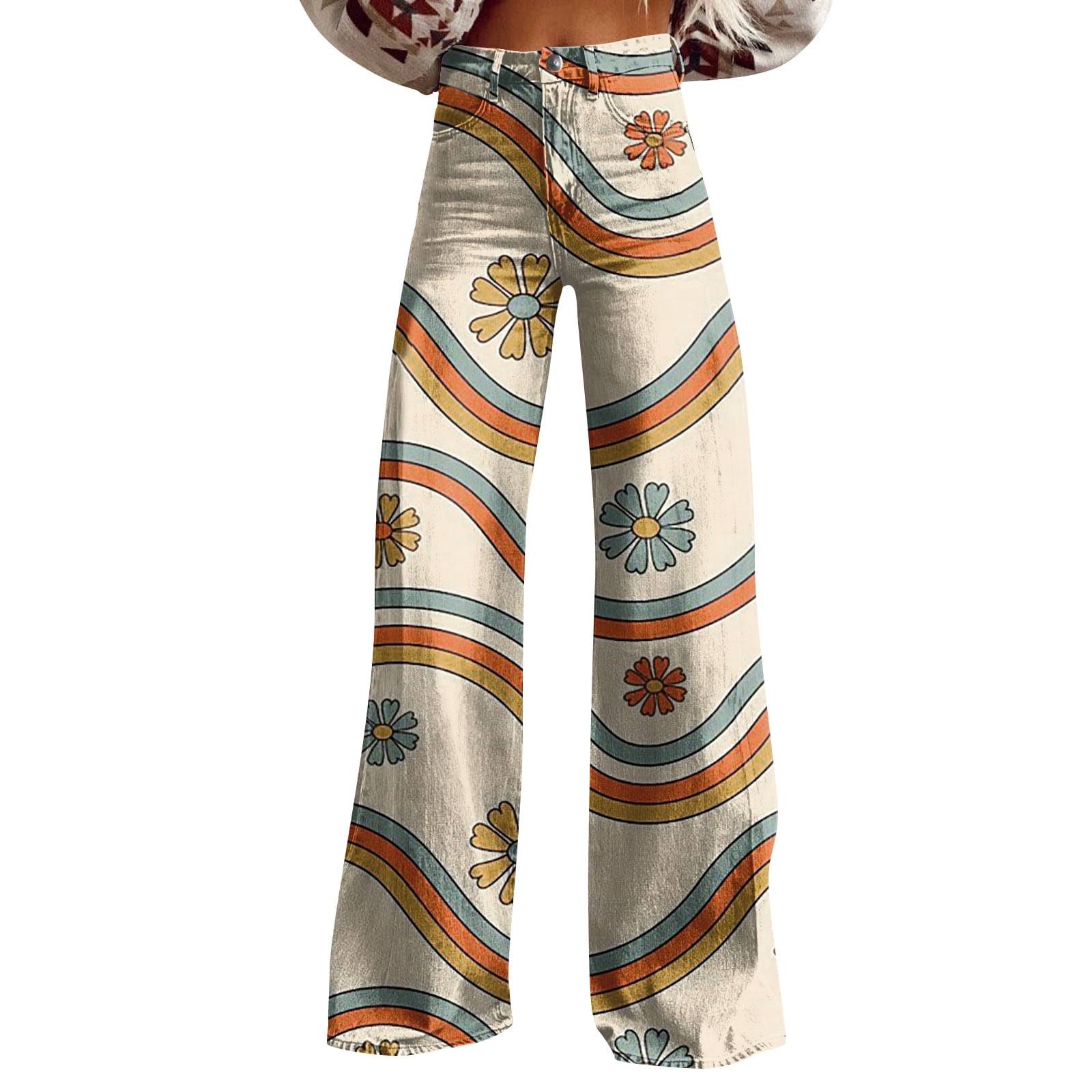 WULMLEO Wide Leg Flare Jeans for Women with Pockets Baggy Pants Vintage ...