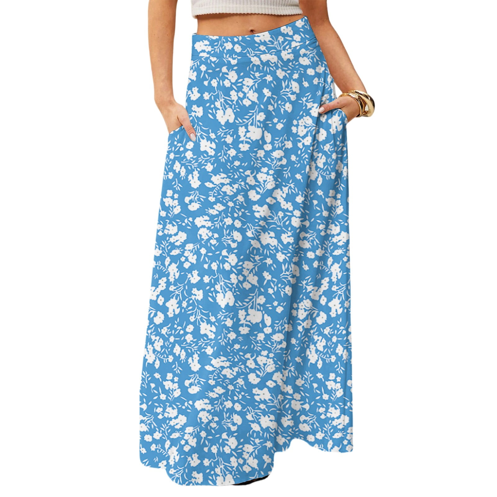 WULMLEO Women's 2025 Bohemian Long Floral Skirts Flowy High Waist ...