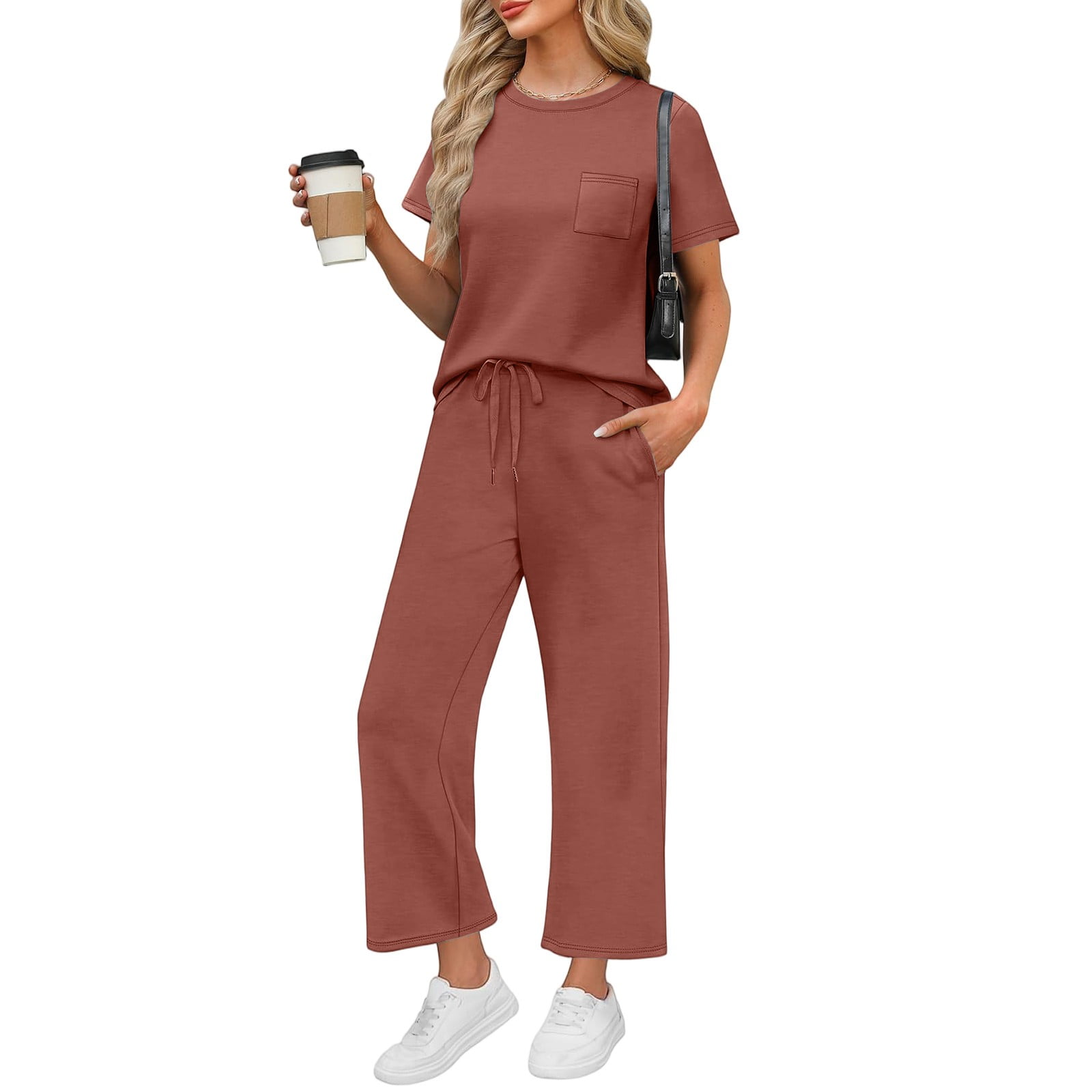 WULMLEO Womens 2 Piece Sets Spring Tops and Pants Cool Summer Lounge ...