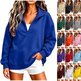 WULMLEO Womens Half Zip Oversized Sweatshirts Fleece Hoodies Trendy ...