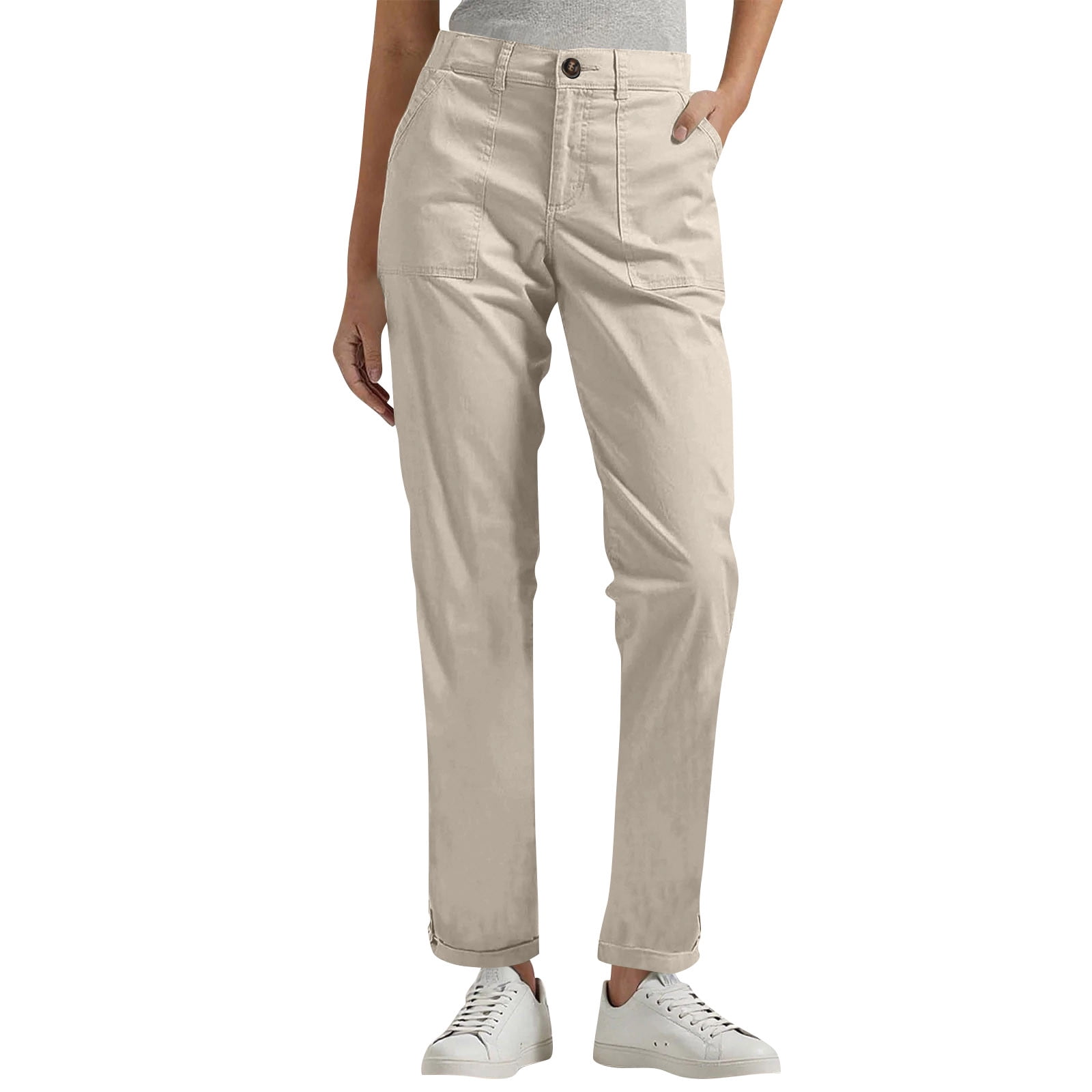 WULMLEO Work Pants Women Dressy Casual Plus Size Wide Leg Cargo Khakis ...