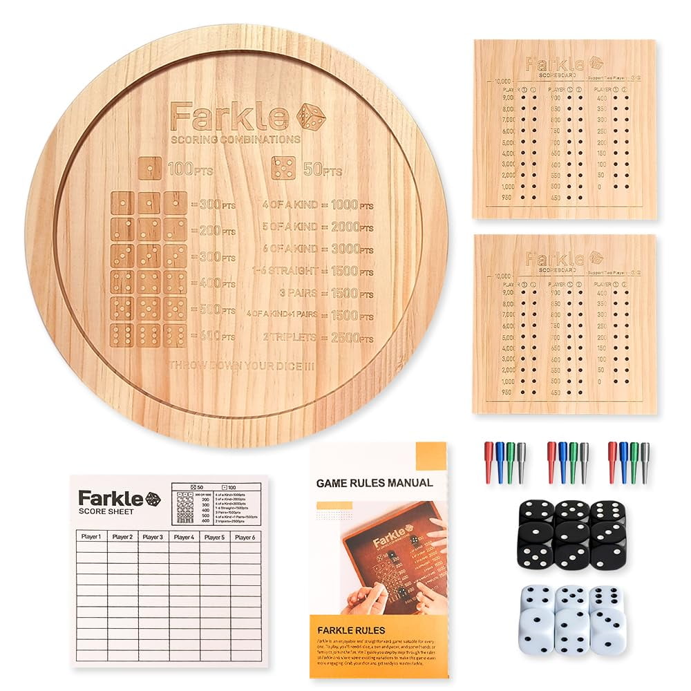 WUQIREN Farkle Dice Tray,Farkle OIF8 Classic Dice Game with of 6 Pearl ...