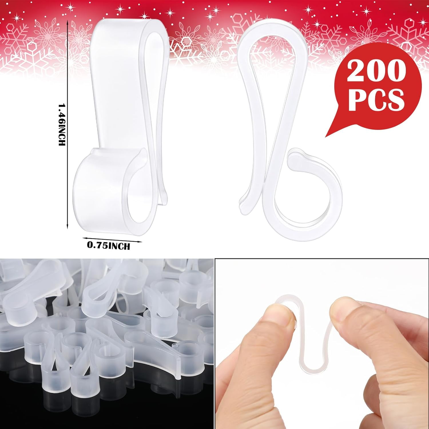 WUQUAN-200 Pcs Christmas Light Clips Gutter Clips for Hanging Outdoor ...
