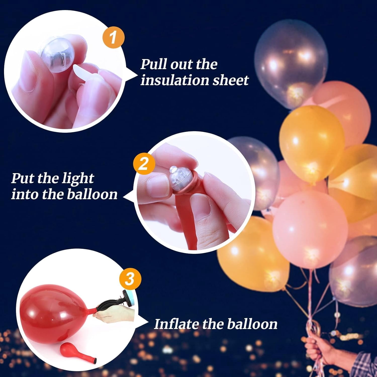 WUQUAN-50 PCS White Balloon Light with Loop for Hanging, Mini Ball Lamp ...