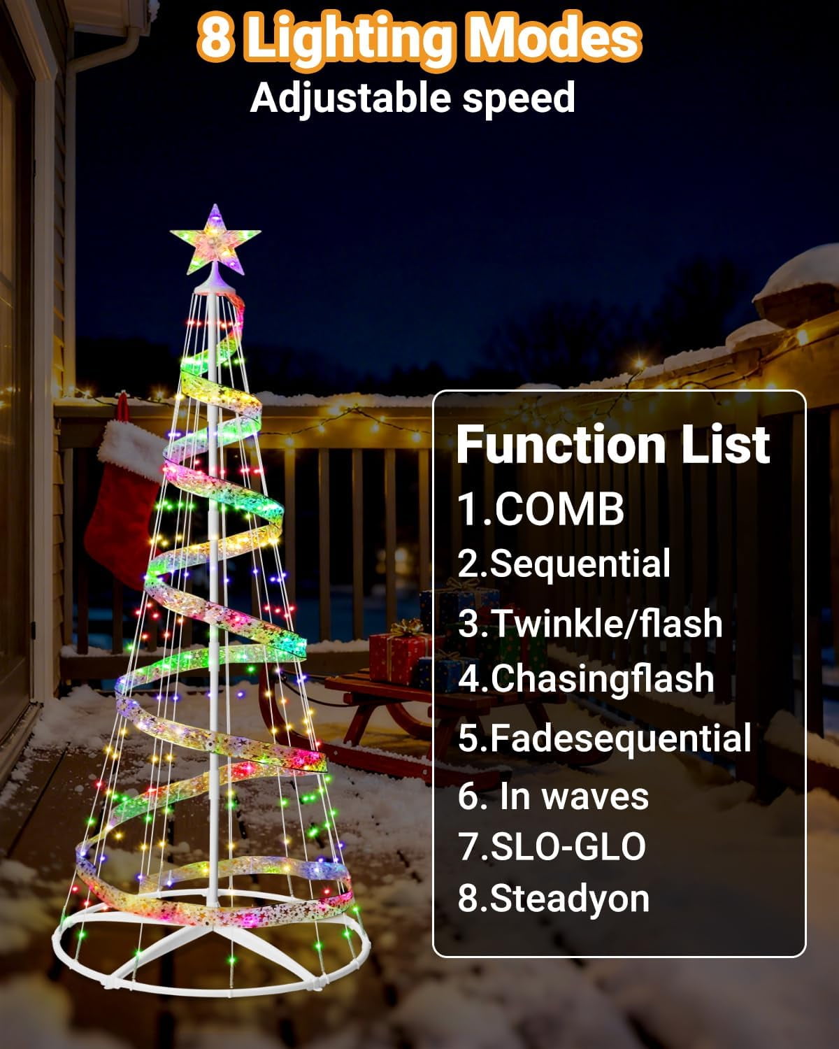 WUQUAN-6FT Pre-lit Cone Christmas Tree Lights with Remote Control, 180 ...