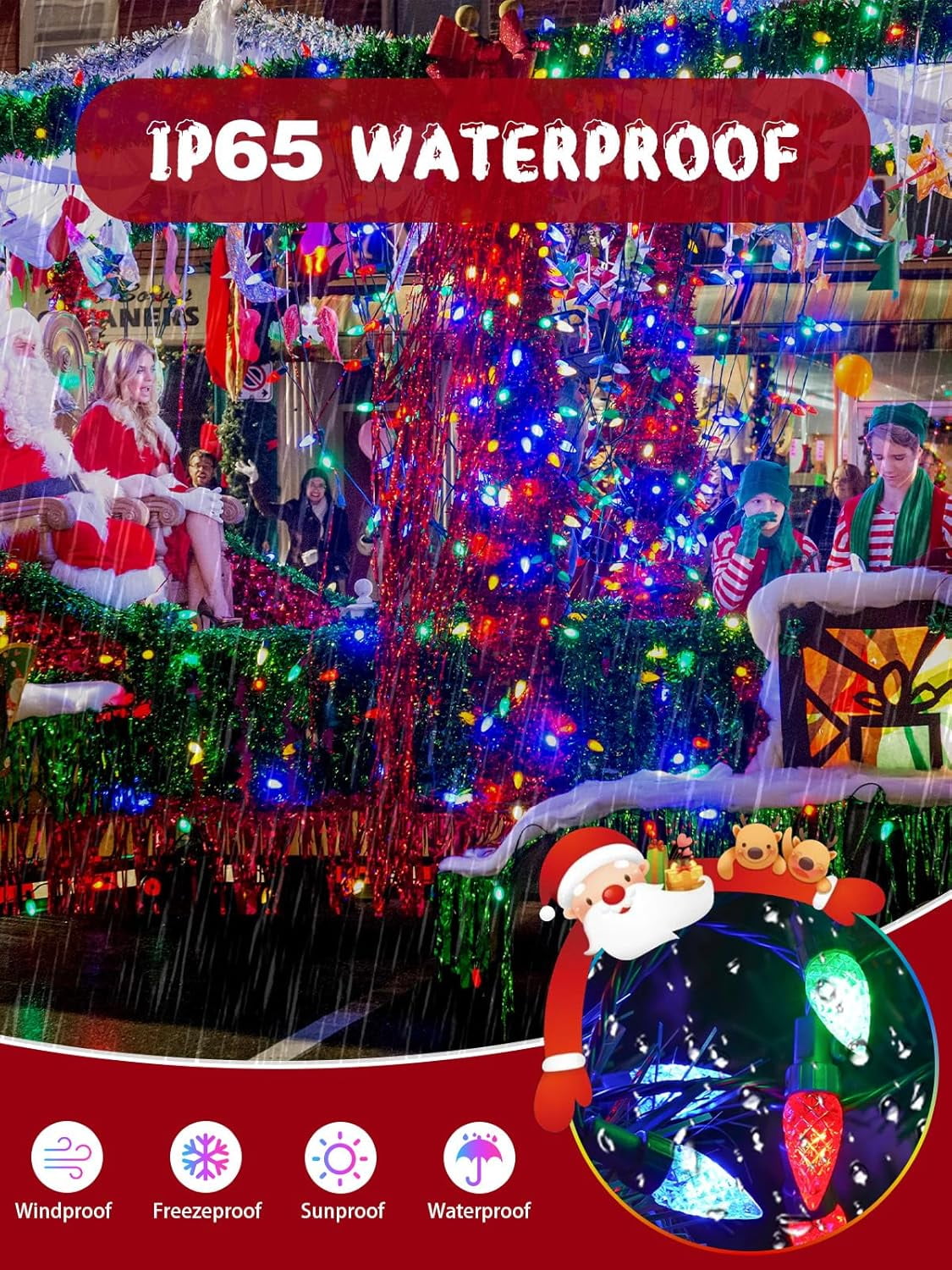 WUQUAN-C6 Solar Christmas Lights Outdoor, 50 LED 16FT Christmas ...