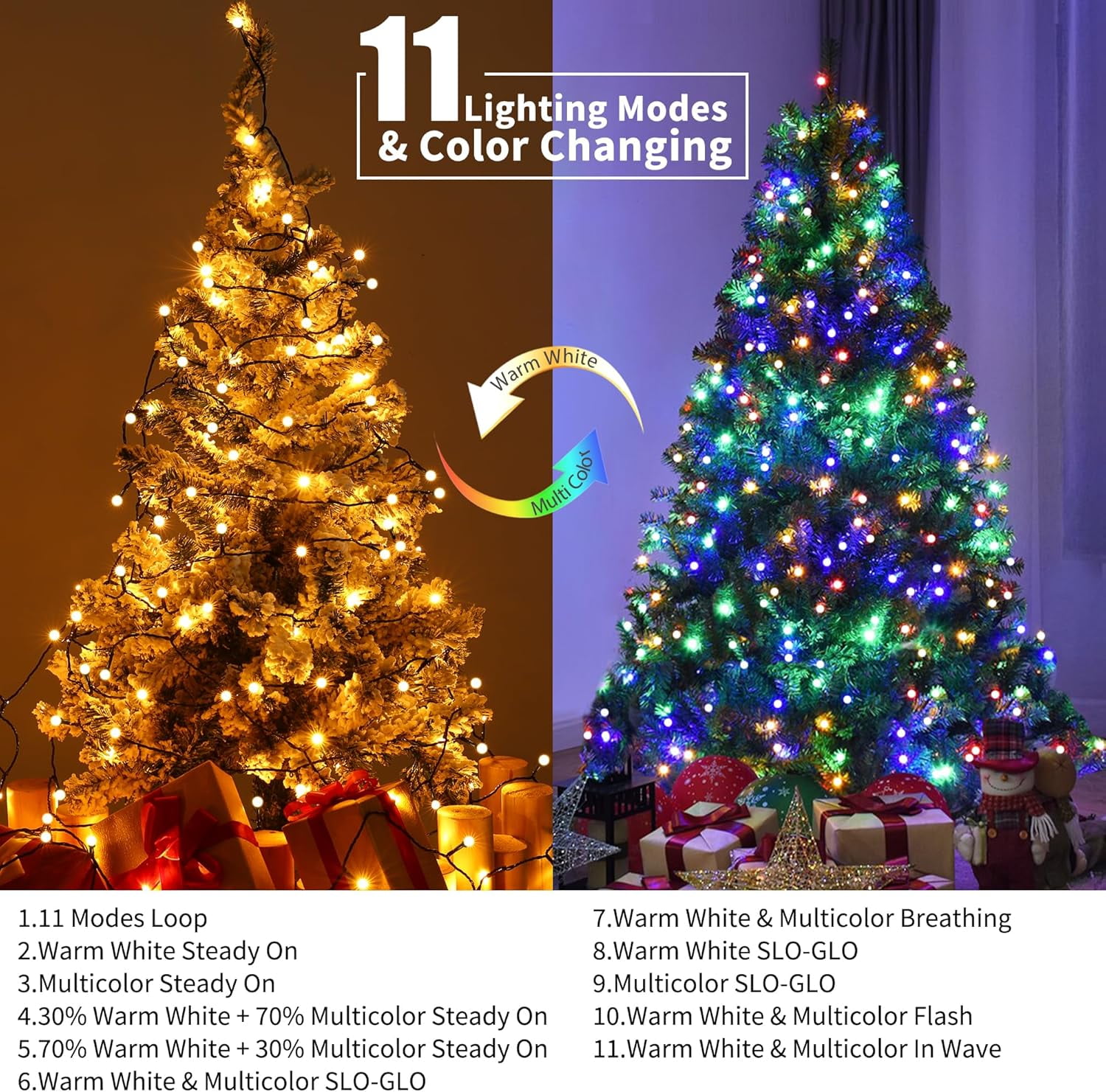 WUQUAN-Christmas Lights, 66ft 200 LED Color Changing String Lights ...