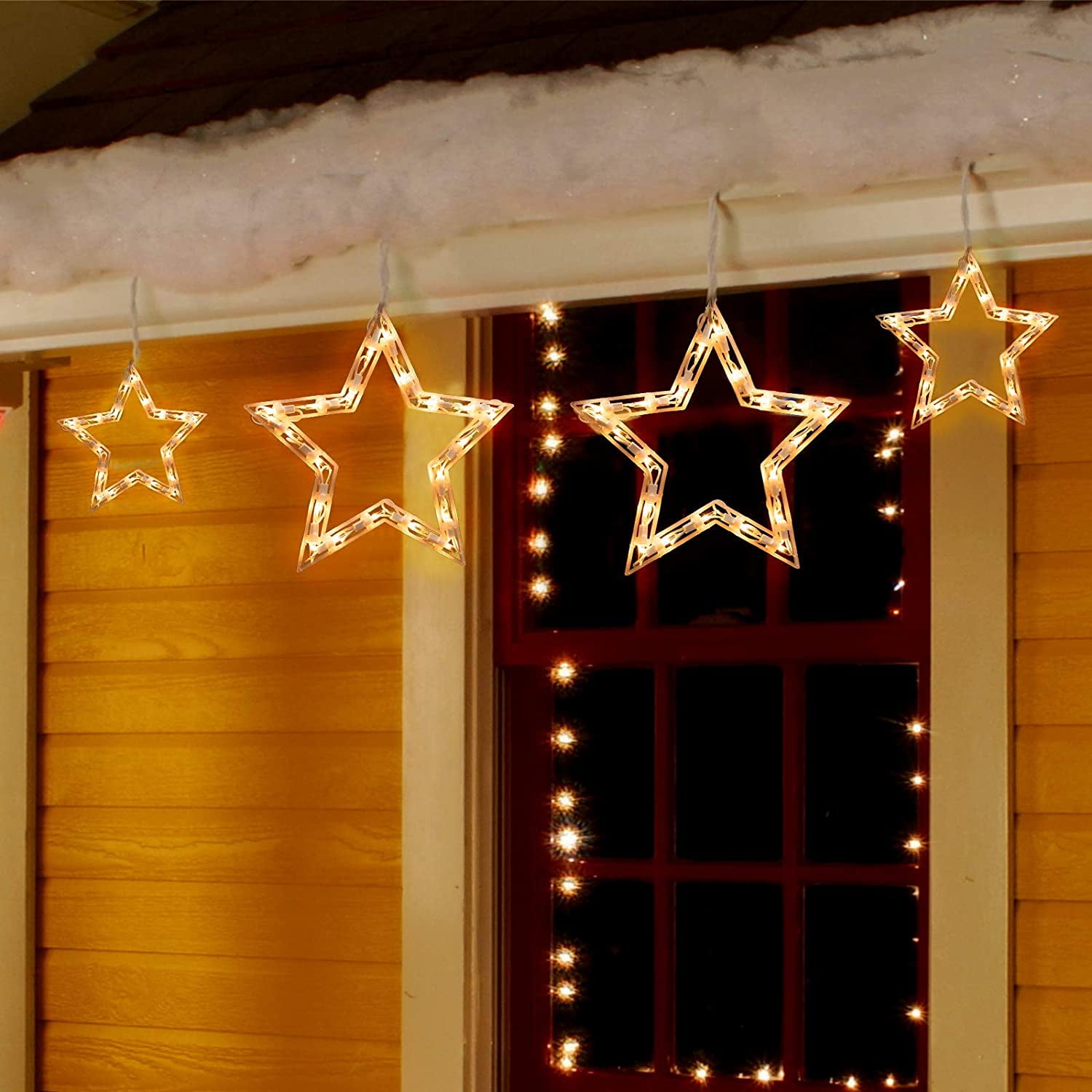 WUQUAN-Christmas Star Icicle String Lights with 6 Drops - 9ft Star ...