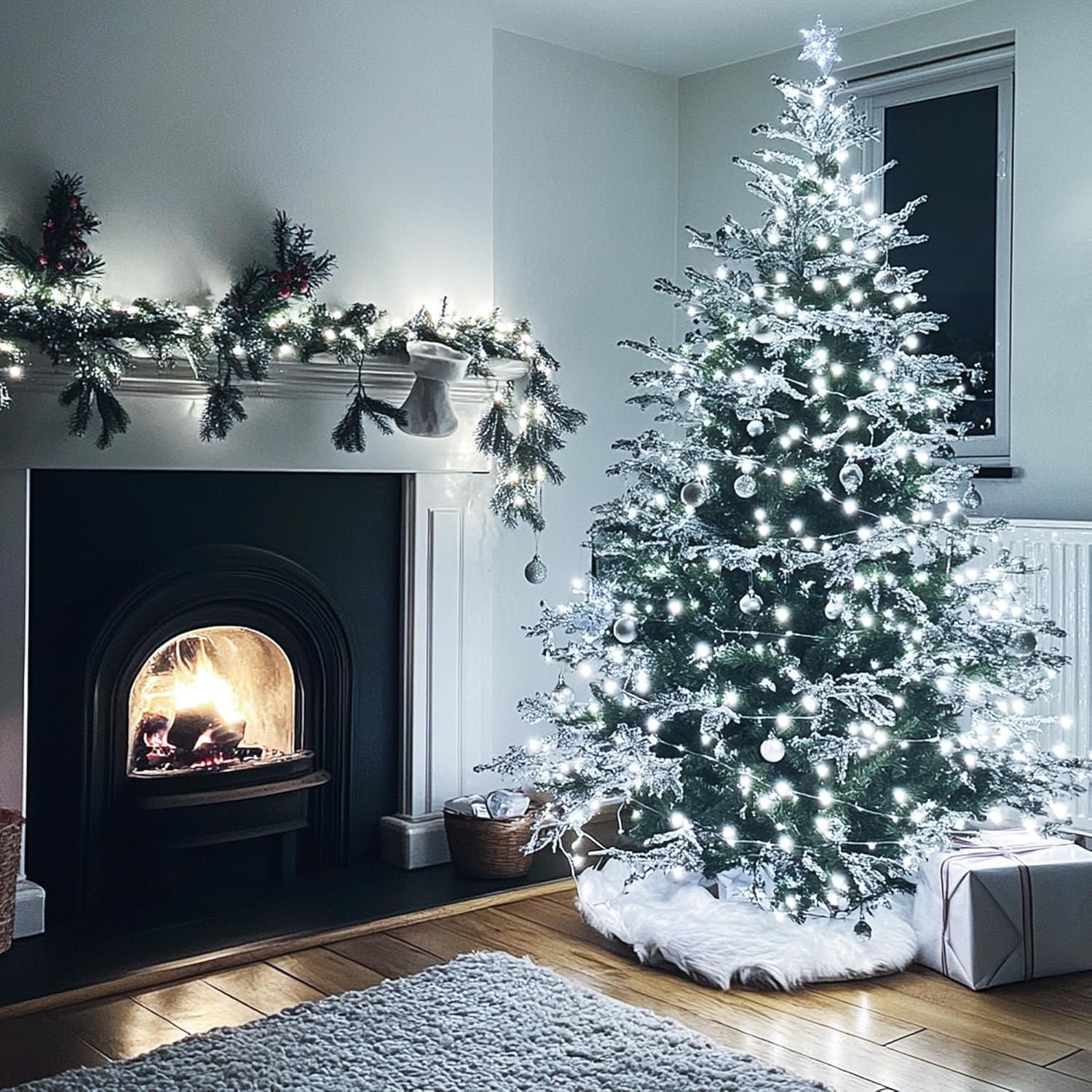 WUQUAN-Christmas Tree Lights, 448 LED Waterfall Tree Topper Lights with ...