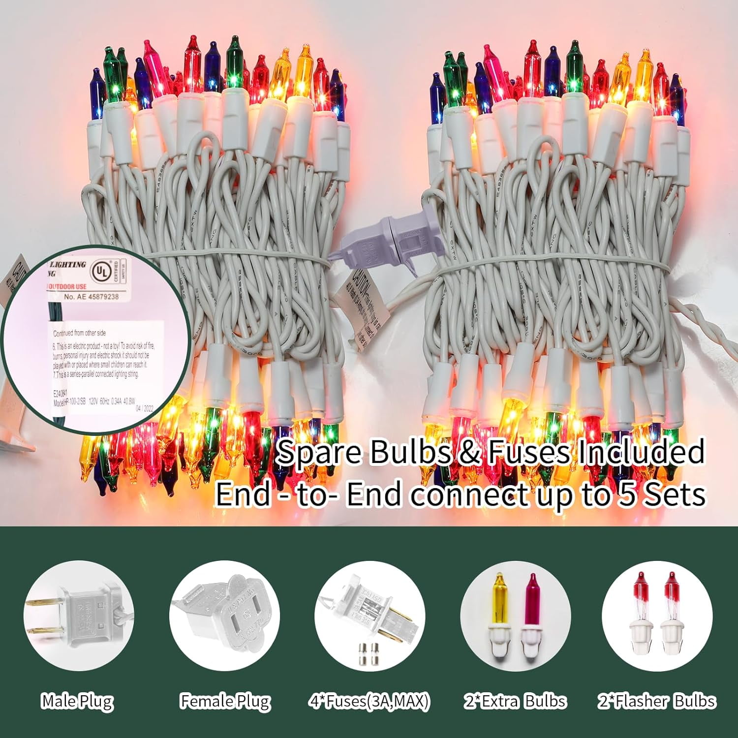WUQUAN-Easter String Lights, 20FT 100 Count Incandescent Connectable ...