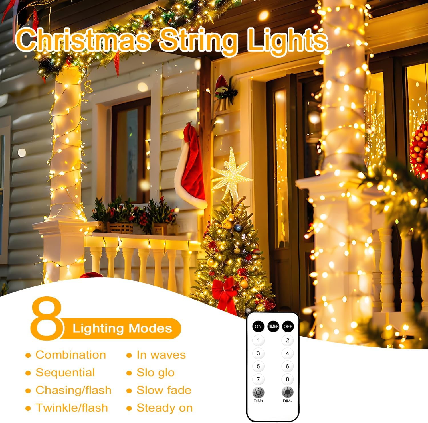 WUQUAN-LED String Lights,500 LEDs,50m/164ft Warm White Christmas Lights ...