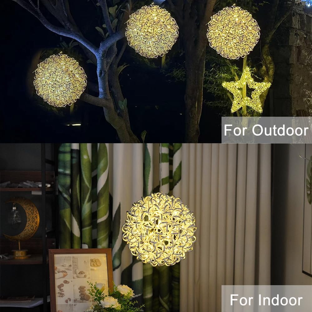 WUQUAN-Lighted Christmas Magical Aluminum Balls Lights Hanging Tree ...