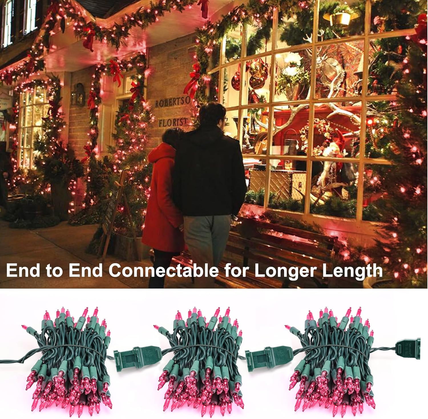 WUQUAN-Pink Christmas Lights, 69.6ft 300 Count Pink String Lights ...