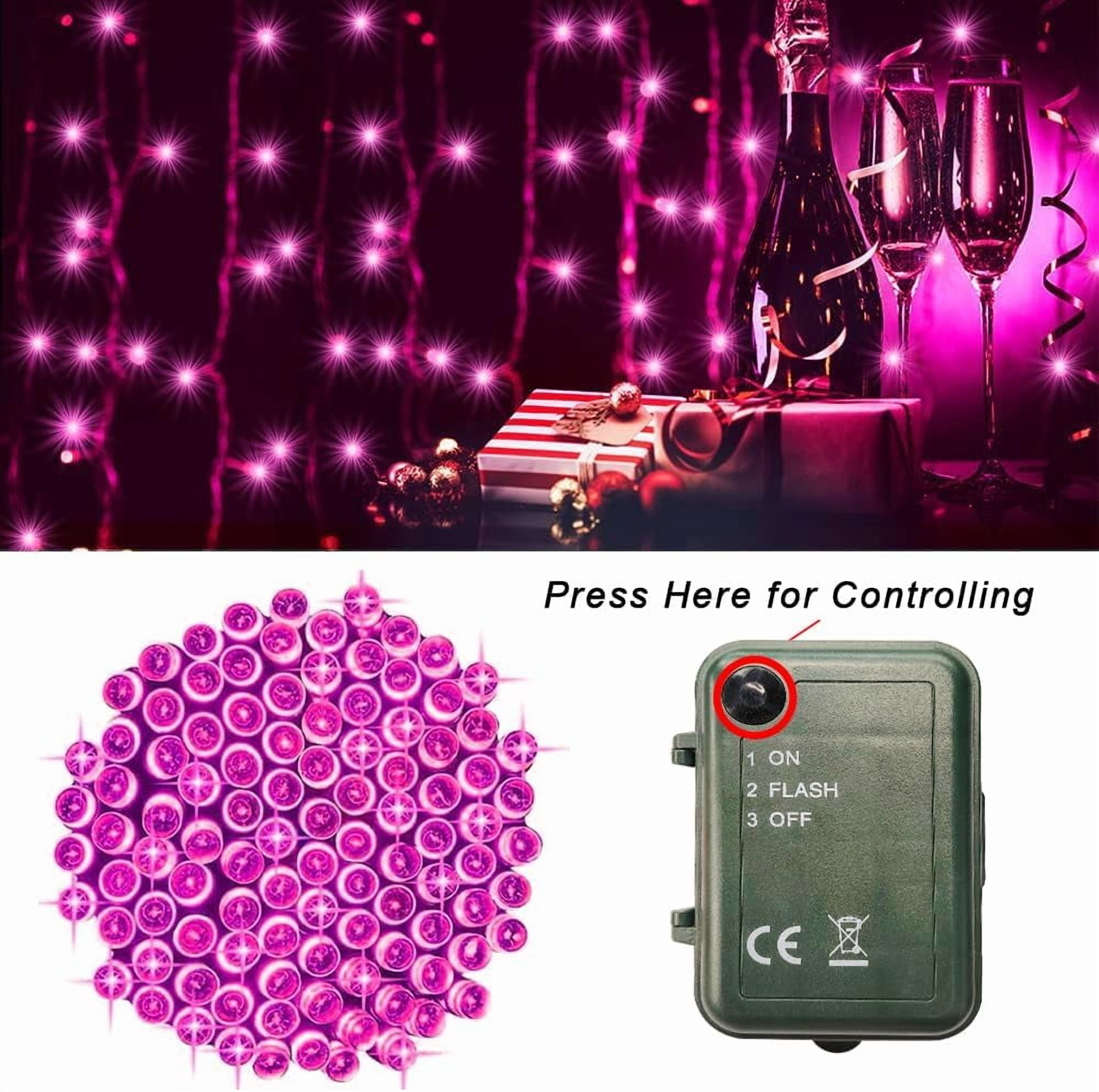 WUQUAN-Pink String Lights Battery Powered, 2 Pack Total 66.6 FT 200 LED ...