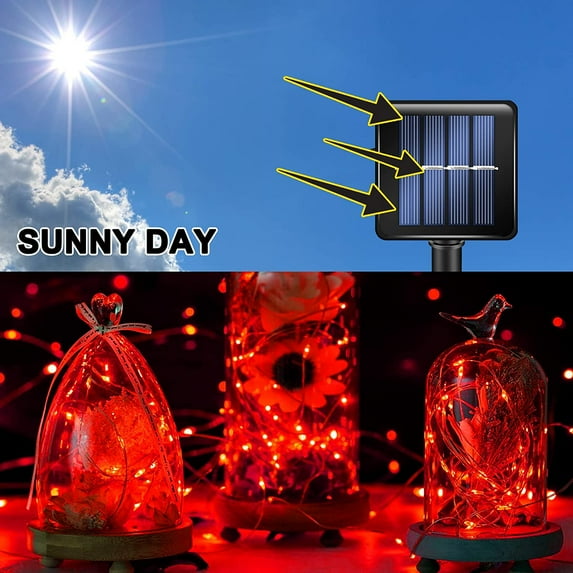 WUQUAN-Red Solar String Lights Outdoor, Total 80 FT 240 LED Solar ...