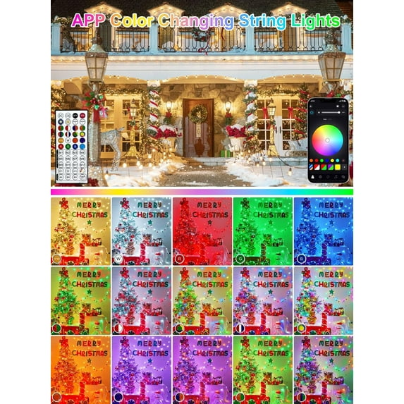 WUQUAN-Smart Color Changing Christmas Lights with Remote & App Control ...