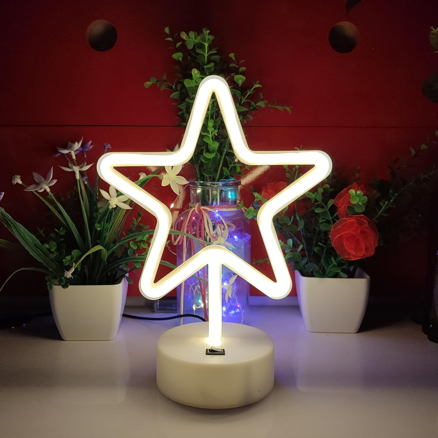 WUQUAN-Star Neon Signs with Holder Base,USB or 3-AA Battery Powered ...
