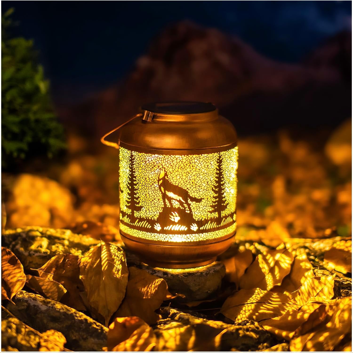 WUQUAN-Wolf Solar Lanterns Outdoor Waterproof Hanging Solar Lights Wolf ...