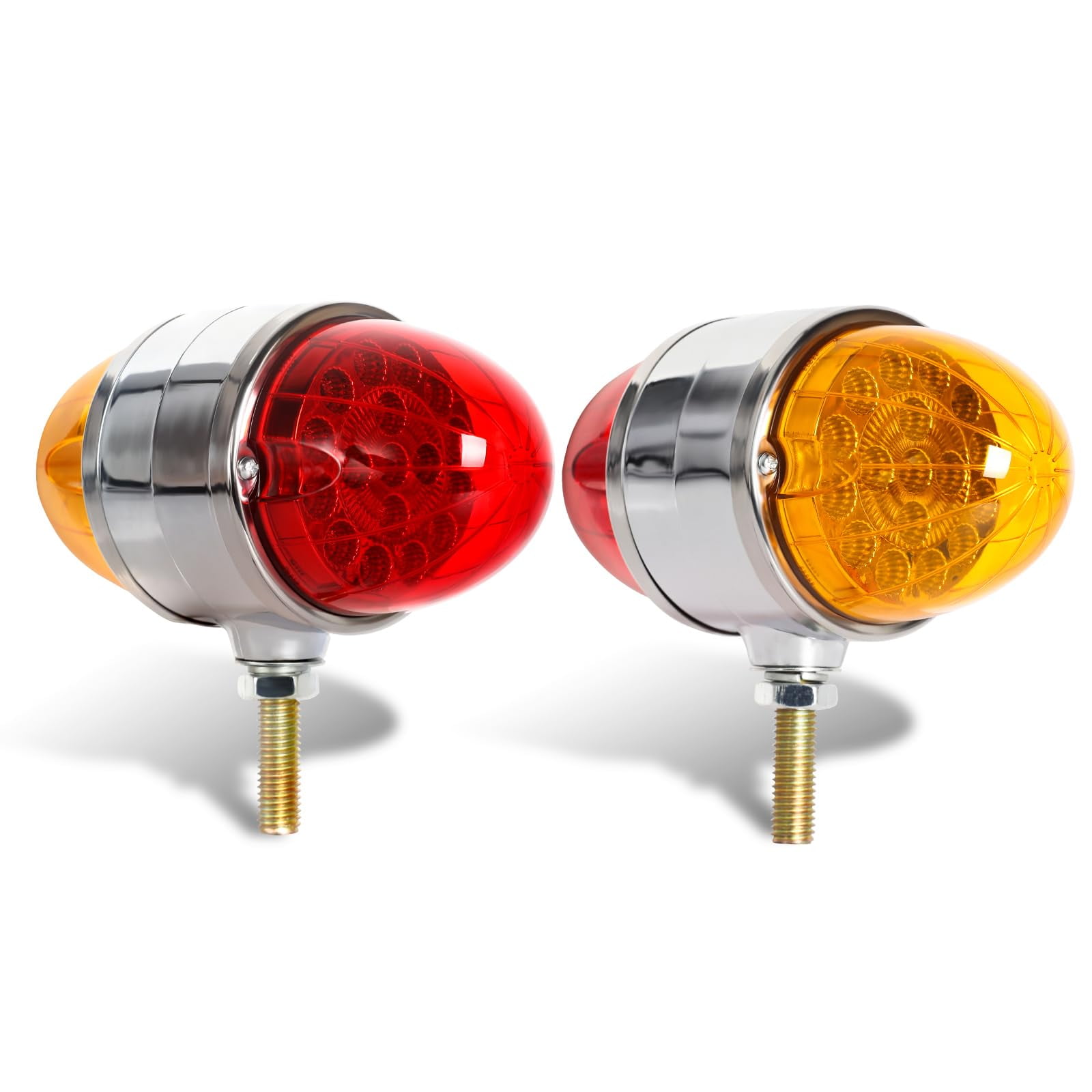 WUSHIXAN 2PCS Amber/Red Double OIF8 Face 34 LED Watermelon Turn Signal ...