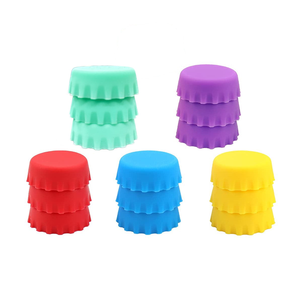WUSI 15 Pcs Silicone Rubber Bottle Caps, Reusable Beer Caps for Home ...