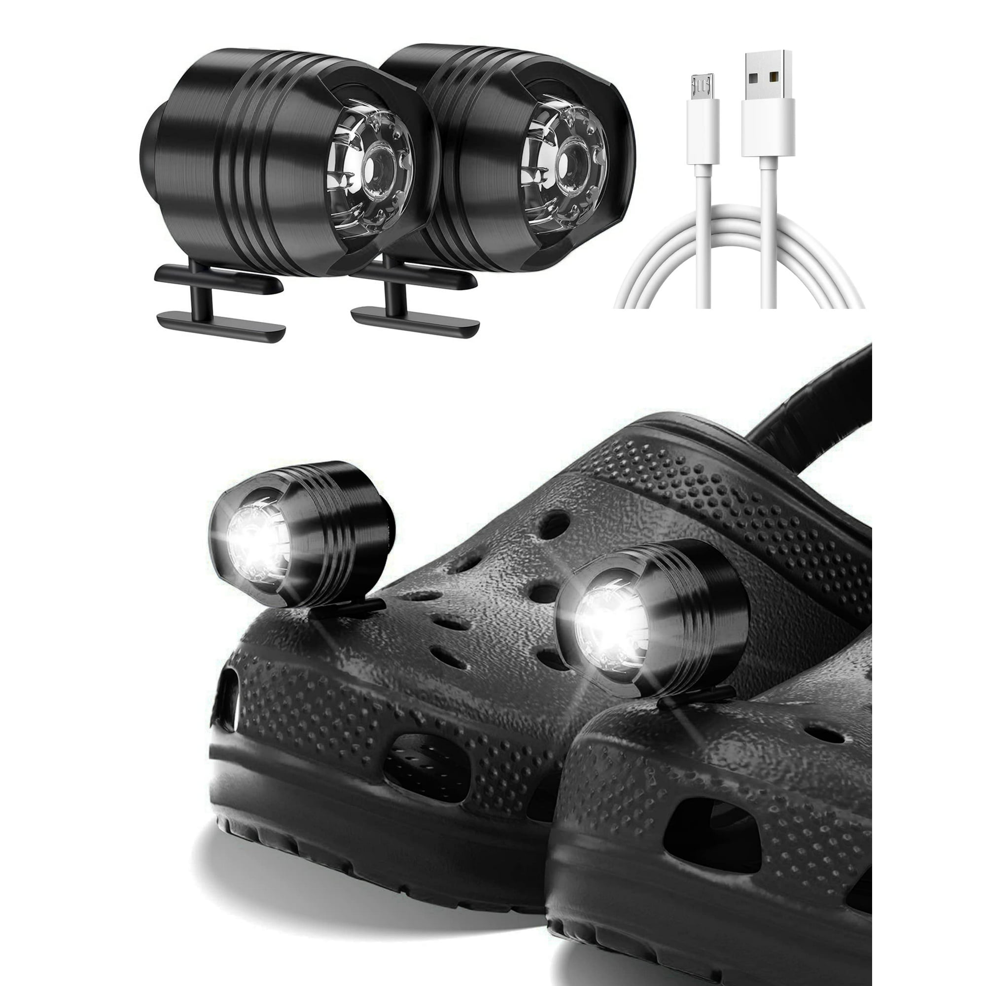 WUSI 2pcs Rechargeable Waterproof Clog Shoes Headlights, Hands-Free LED ...