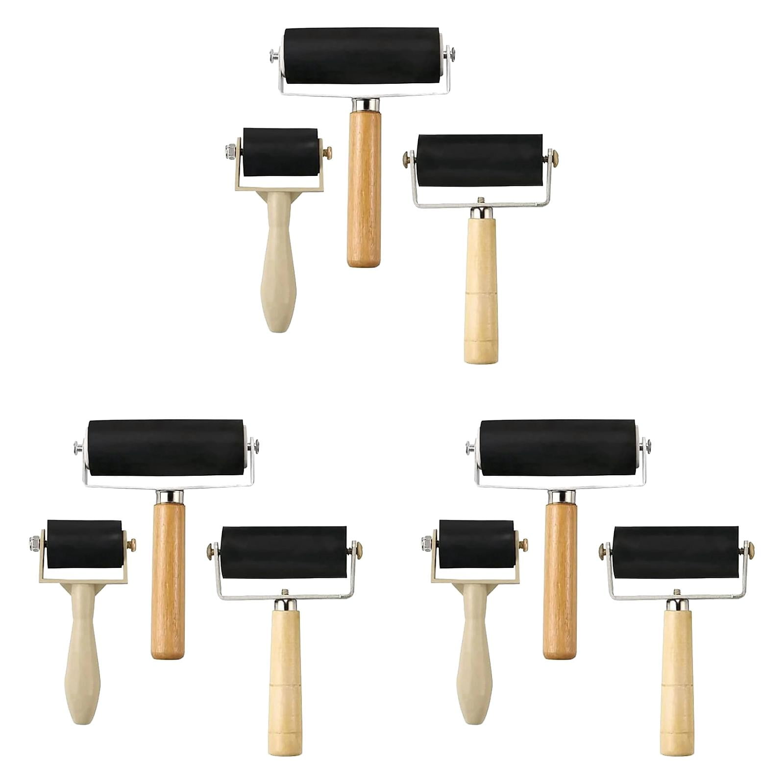 WUSUOWEI 9 Pack Rubber Brayer Roller, Hard Rubber Applicator Art Craft ...