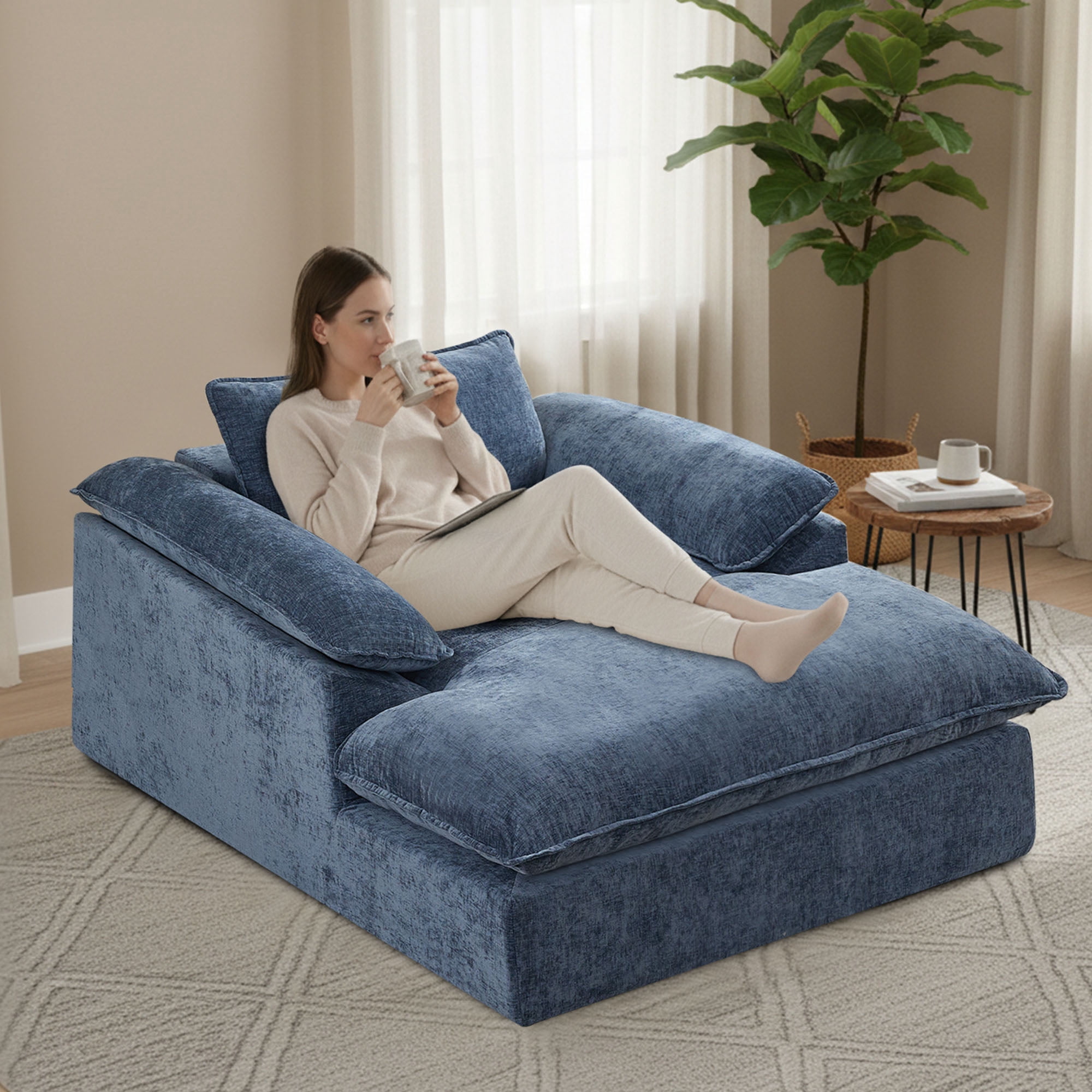 WUTUTUEE Chaise Lounge Chair Indoor, No Assembly Required, Plush Floor ...