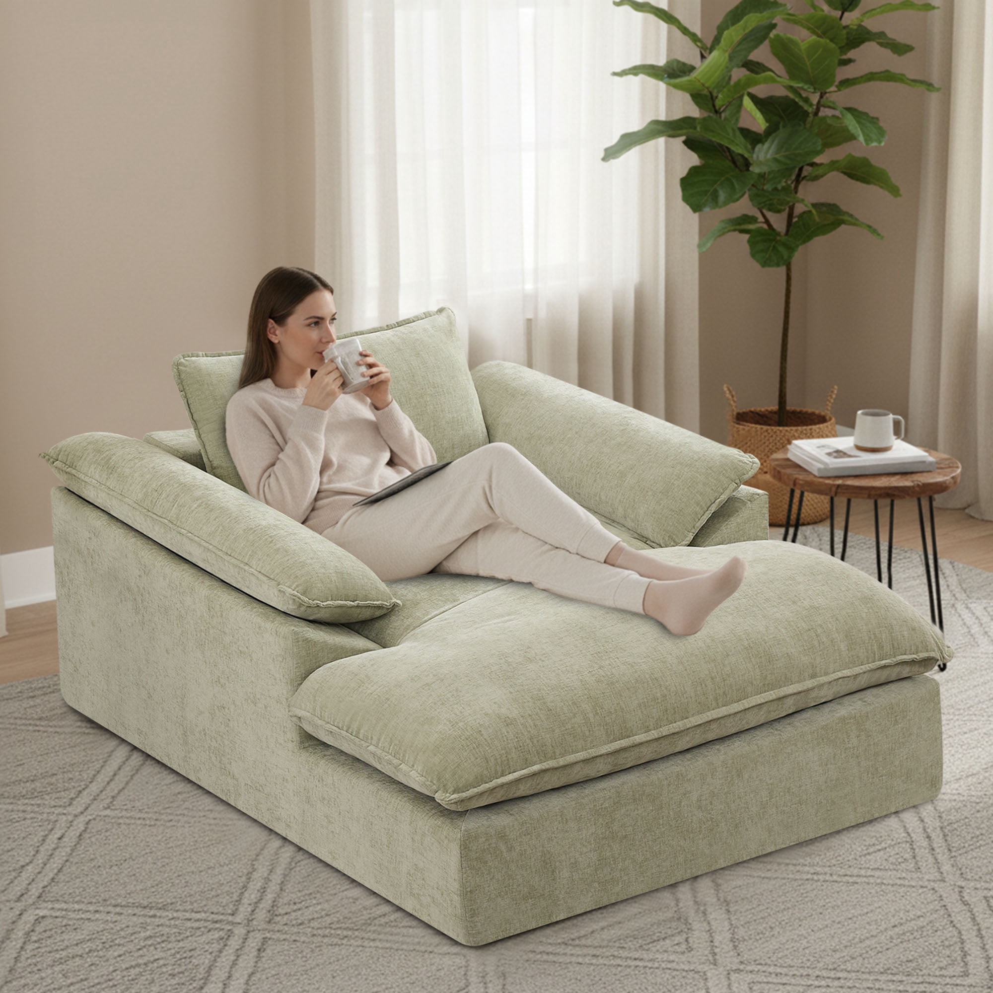 WUTUTUEE Chaise Lounge Chair Indoor, No Assembly Required, Plush Floor ...