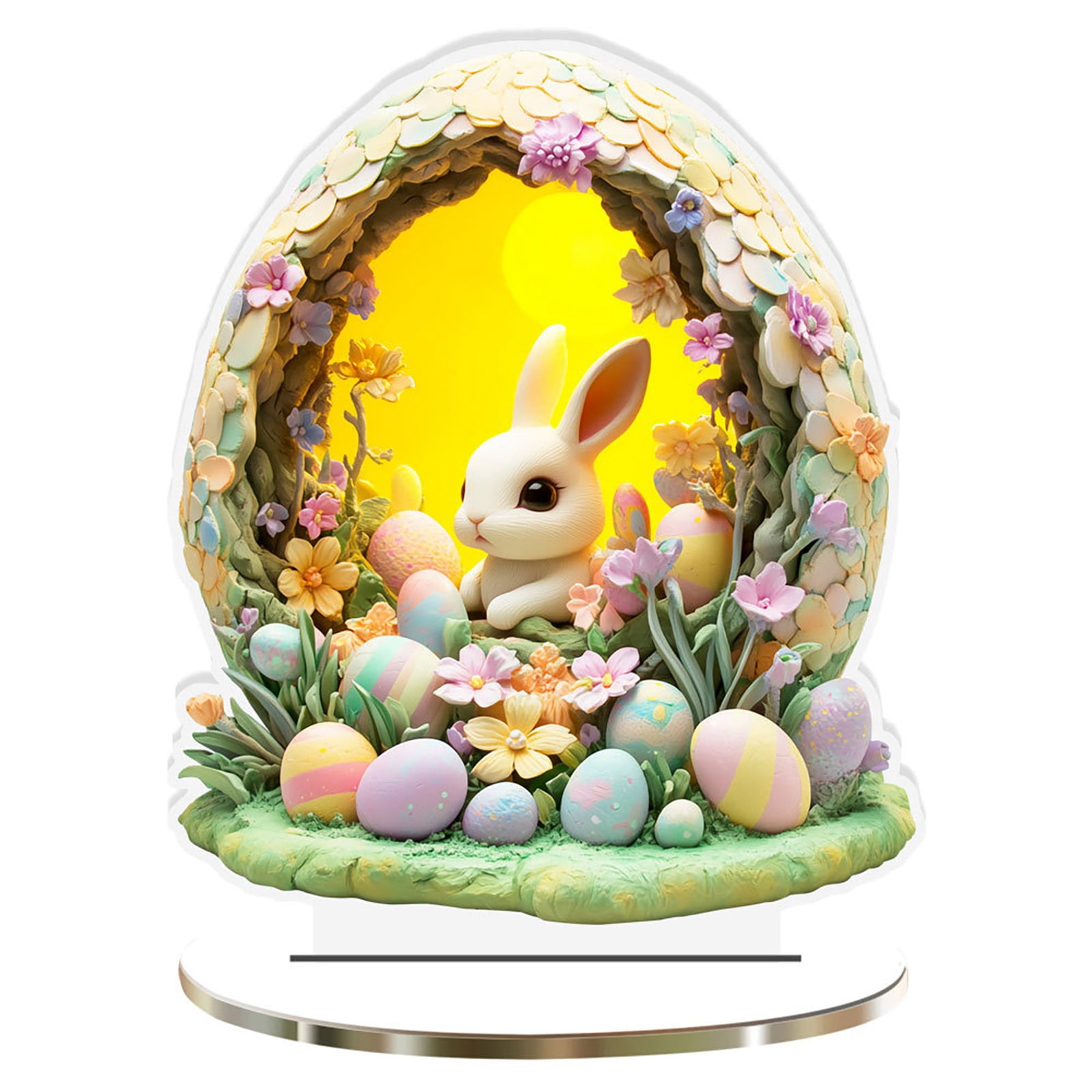 WUTYU 3D Acrylic Easter Bunny Egg Desktop Ornament - Easter Tiered Tray ...