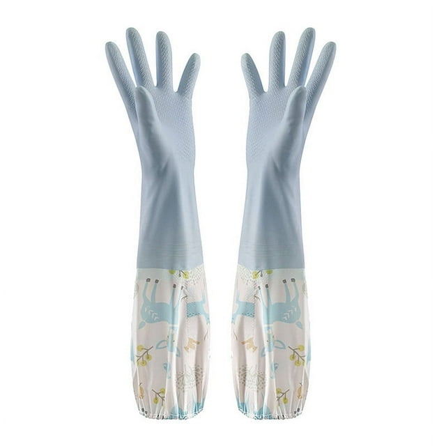 WUTYU Long Rubber Gloves Elbow Length Rubber Cleaning Gloves with ...