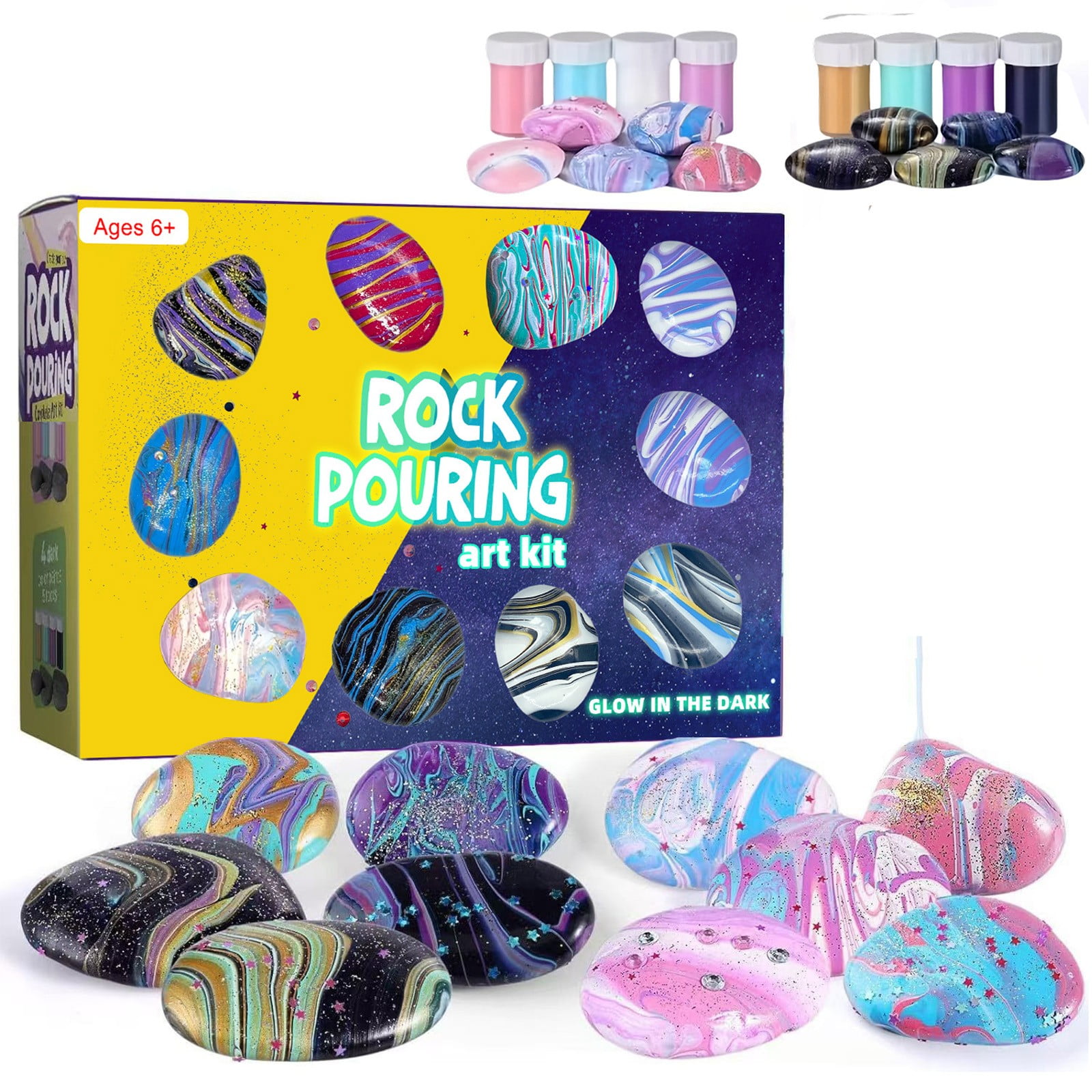 WUTYU Rock Painting Art Kit Glow in the Dark Pouring Rock Kit for Kids ...