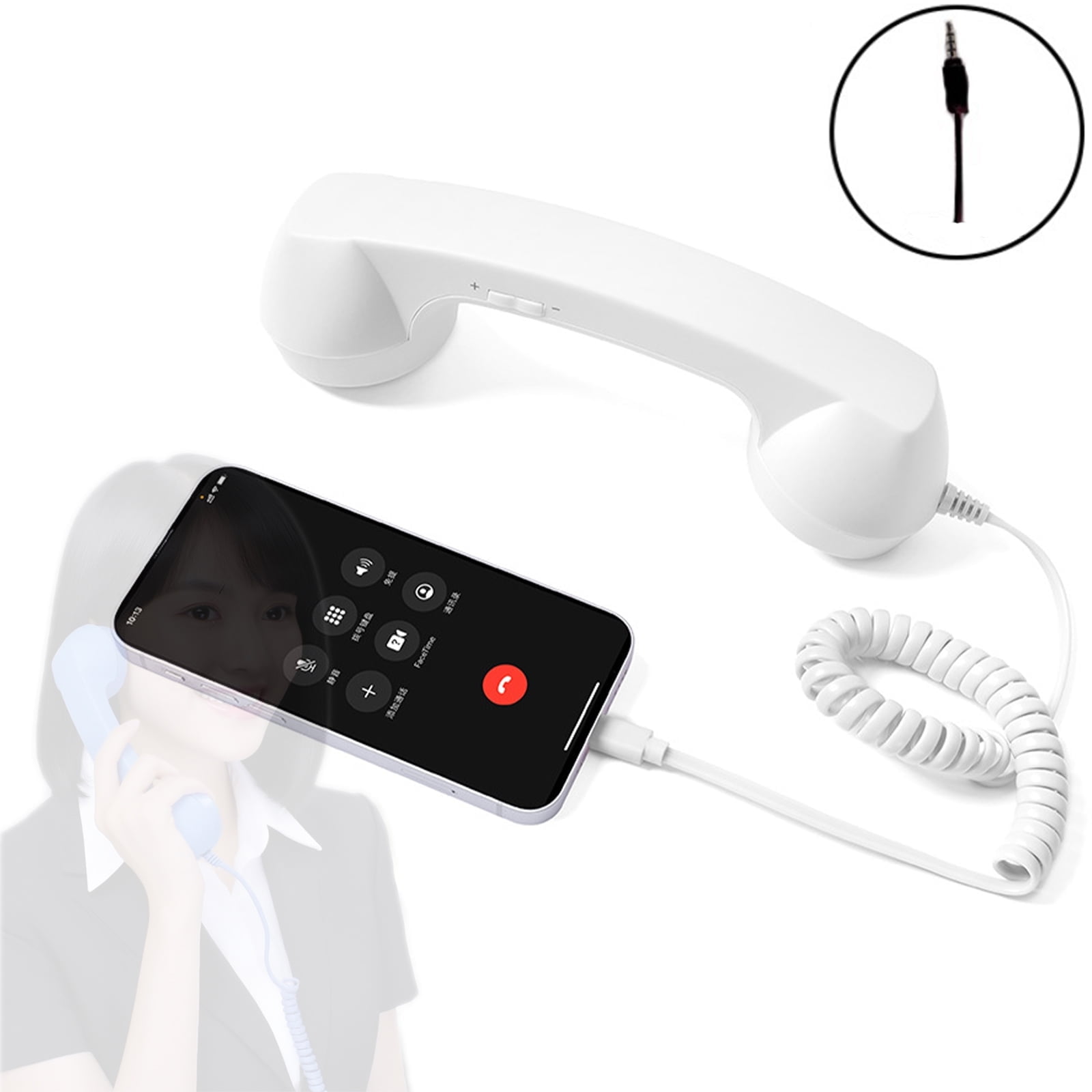 WUUJIPAI Retro Phone Handset with Microphone & Speaker, Type-C Cell to ...