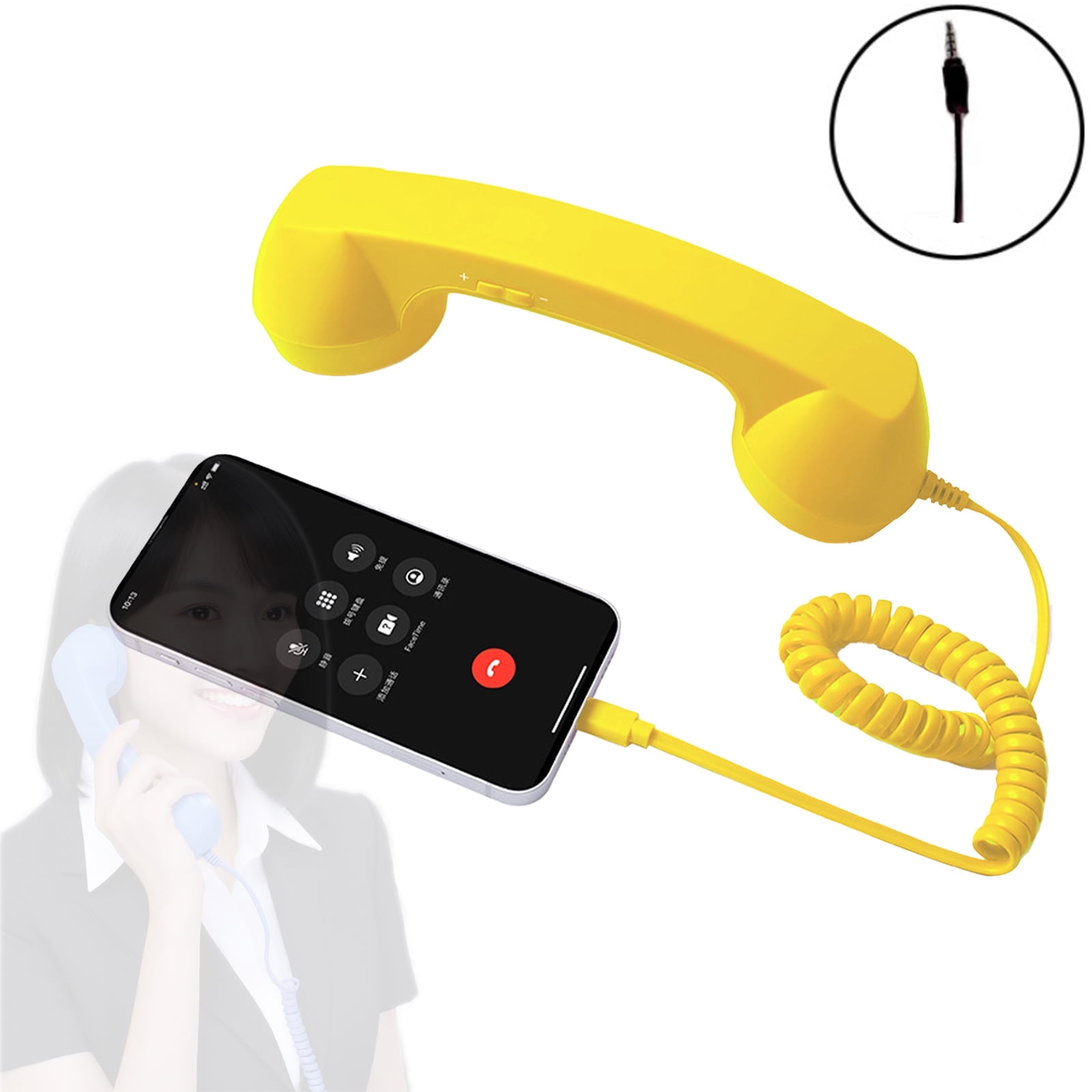 WUUJIPAI Retro Phone Handset with Microphone & Speaker, Type-C Cell to ...