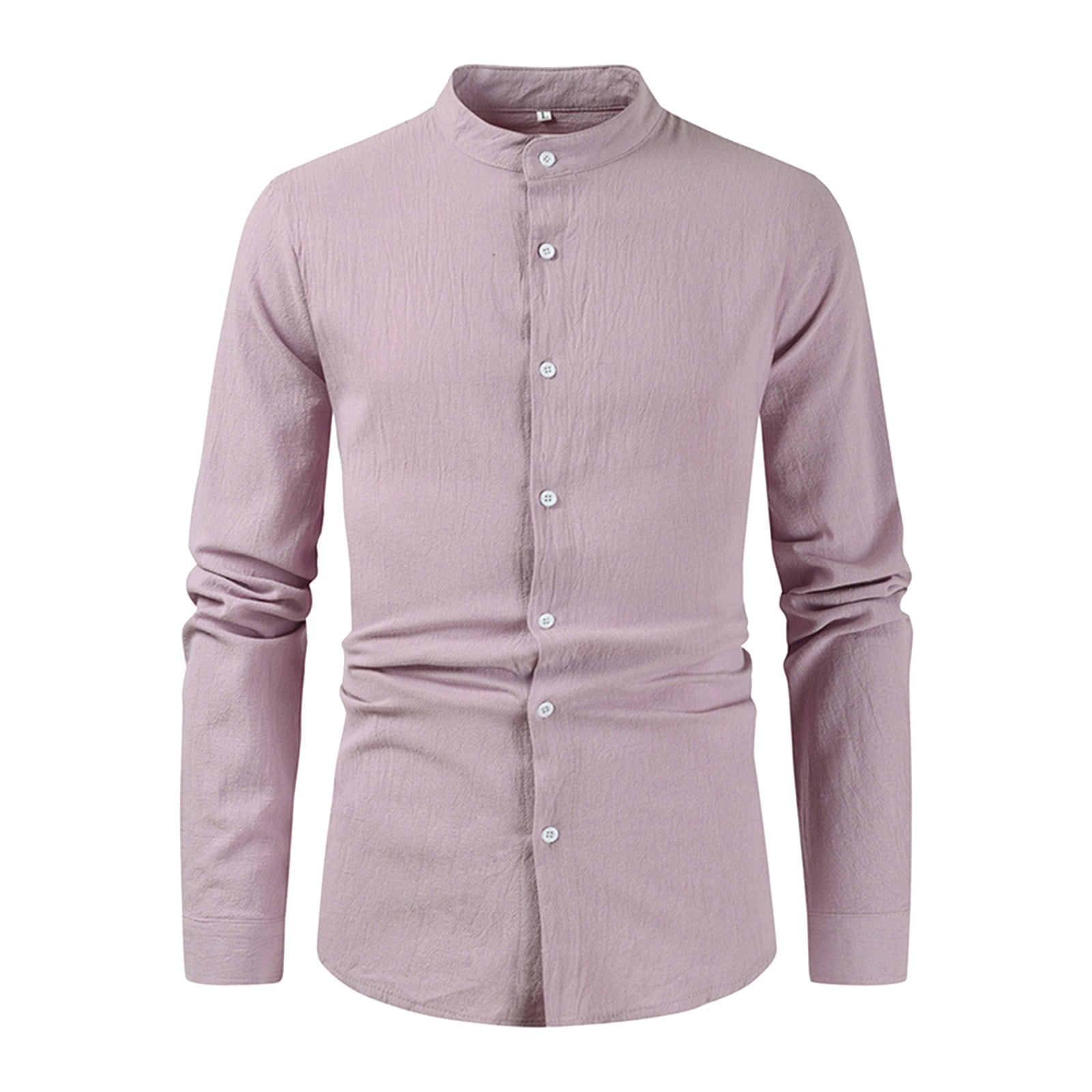 WUWUQF Long Sleeve Shirt Men, Men's Casual Solid Color Shirt Half Cover ...