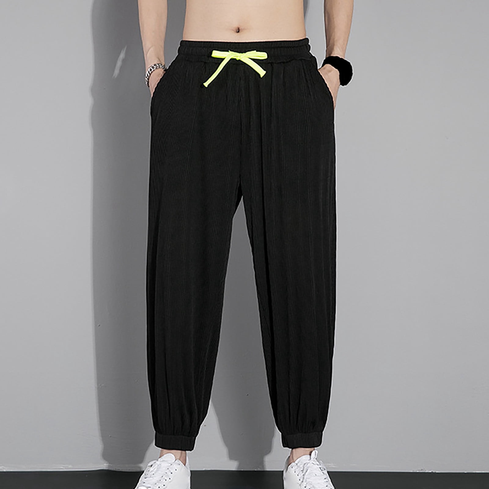 WUWUQF Mens Joggers Sweat Pants Men's Ice Silk Summer Thin Style Loose ...