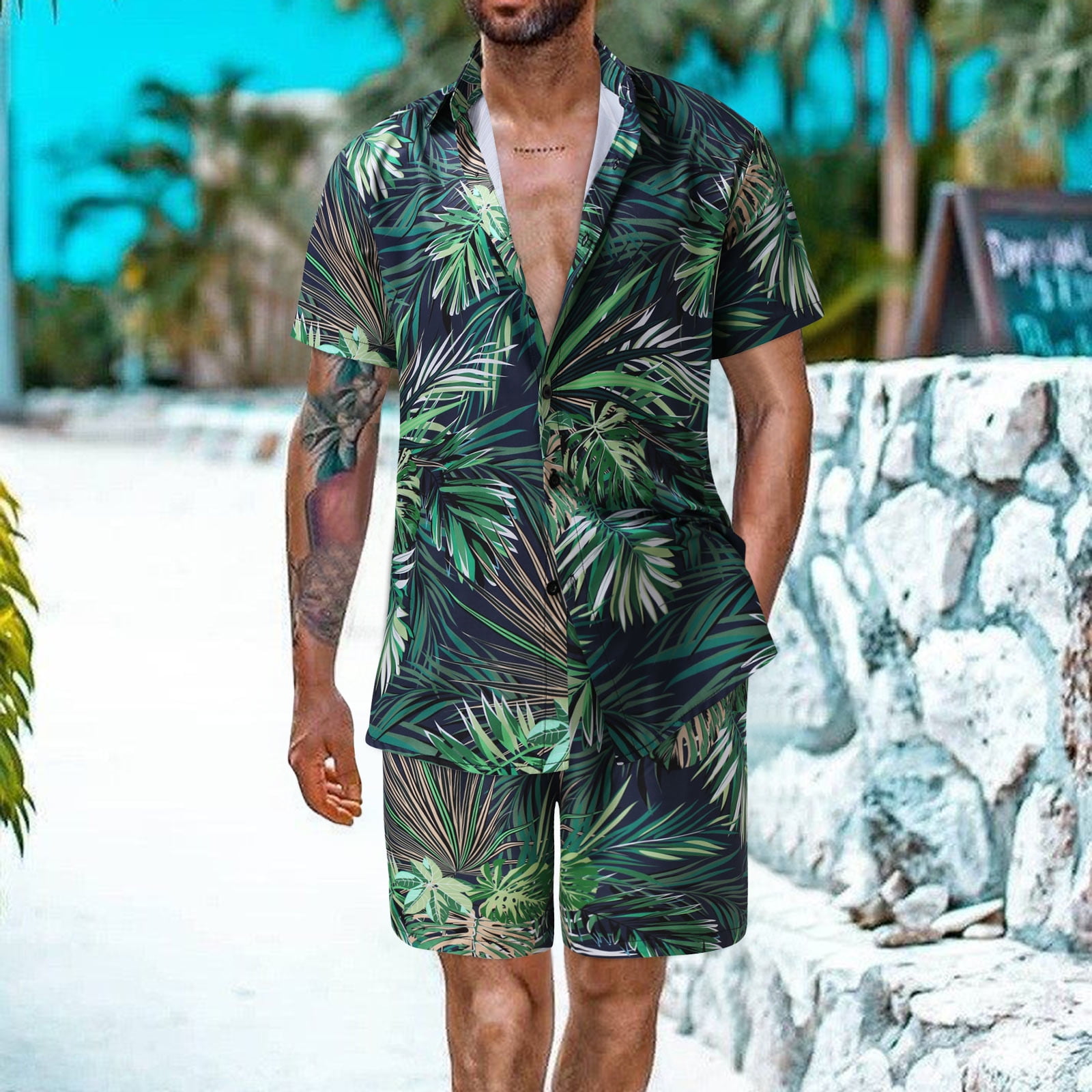 Wuwuqf Short Sleeve T Shirt And Shorts Sets 2 Piece Plus Size Men