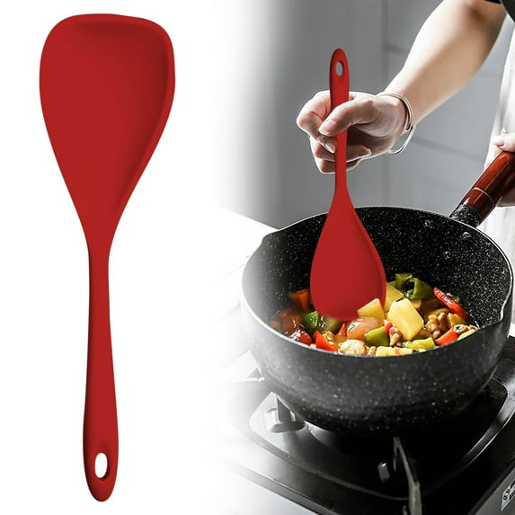 WUXIAB 11.81" Redone-Piece Silicone Soup Spoon,Food-Grade High-Temp ...