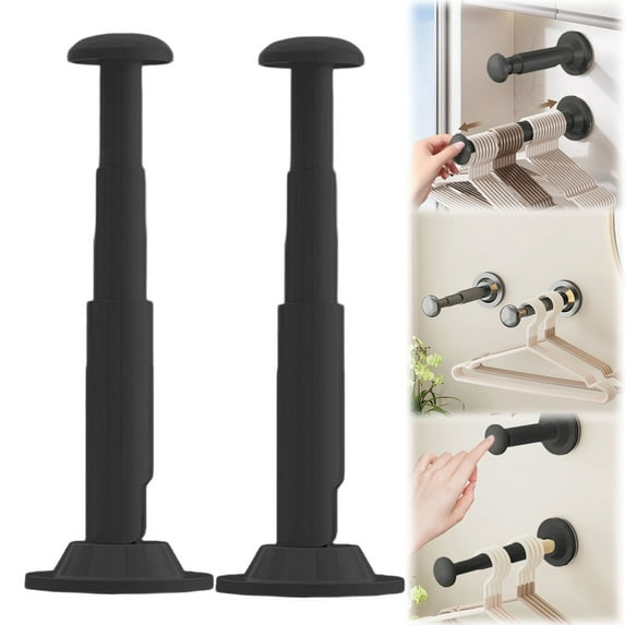 WUXIAB 2Pc Extendable Hanger Organizer,Suction Cup Clothes Hanger ...