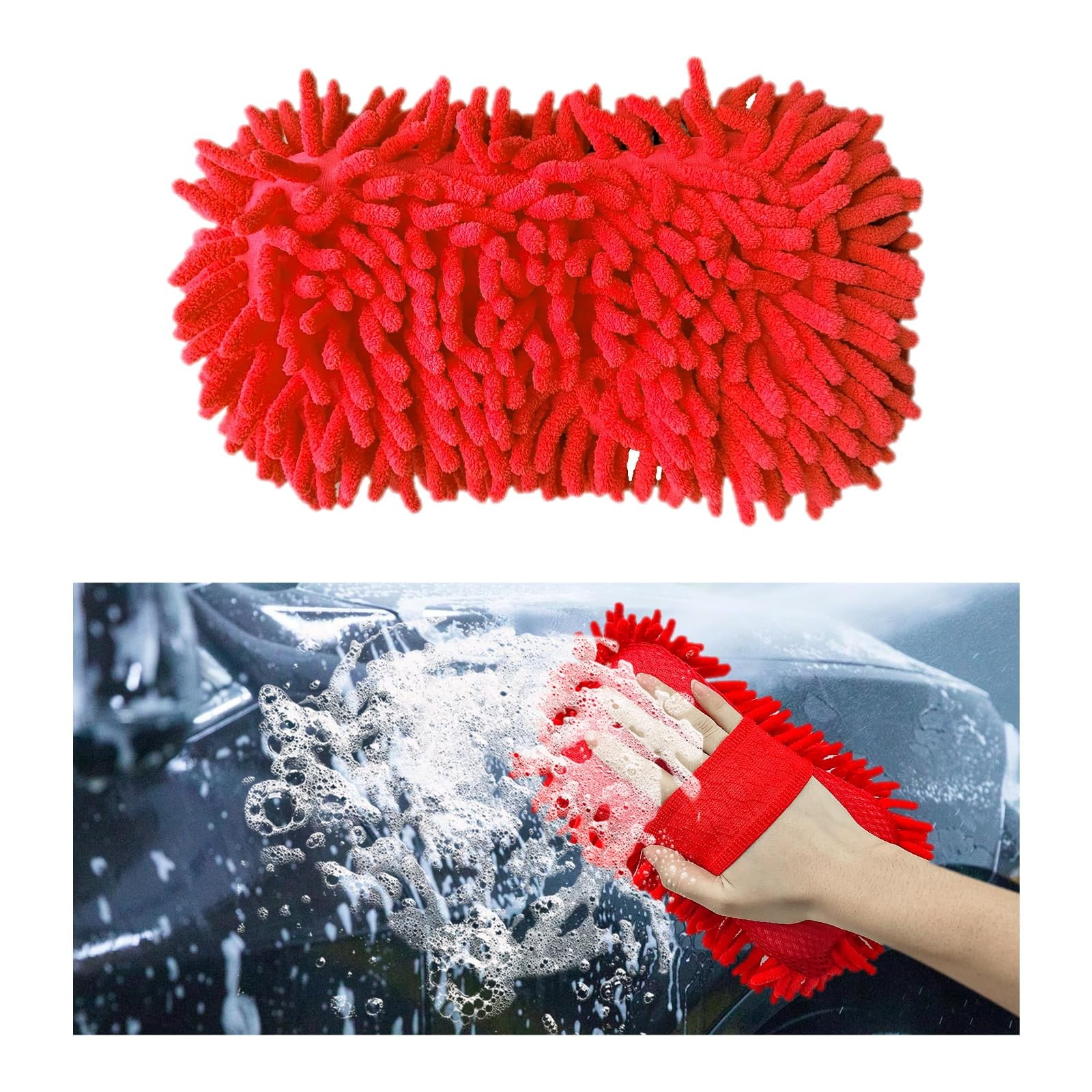 WUXIAB 2Pc Microfiber Car Wash Sponge,Non-Scratch Wash Pad,Double-Sided ...