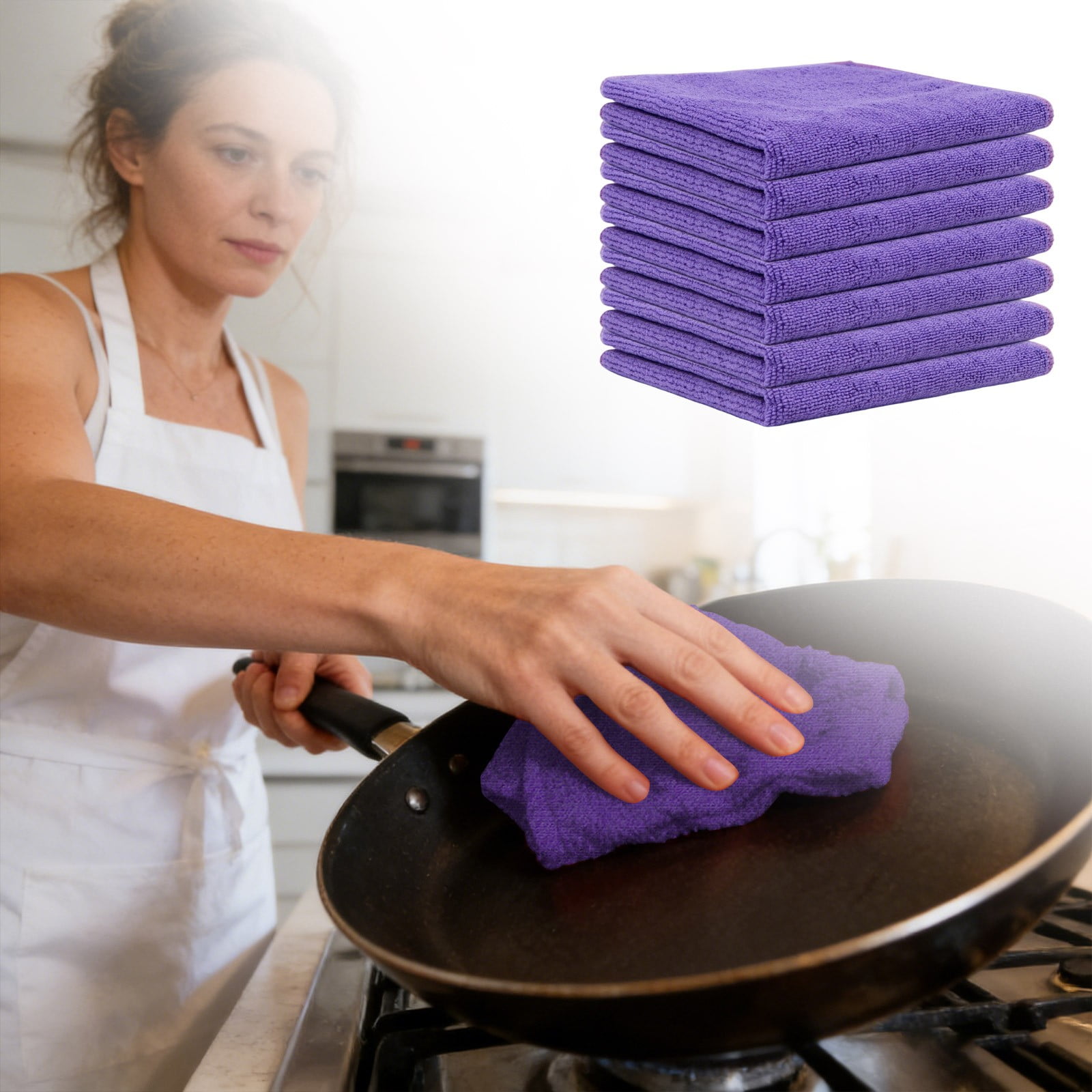 WUXIAB 4Pc Thick Dish Rags,11.81" Purple Soft Thick Microfiber Towel ...