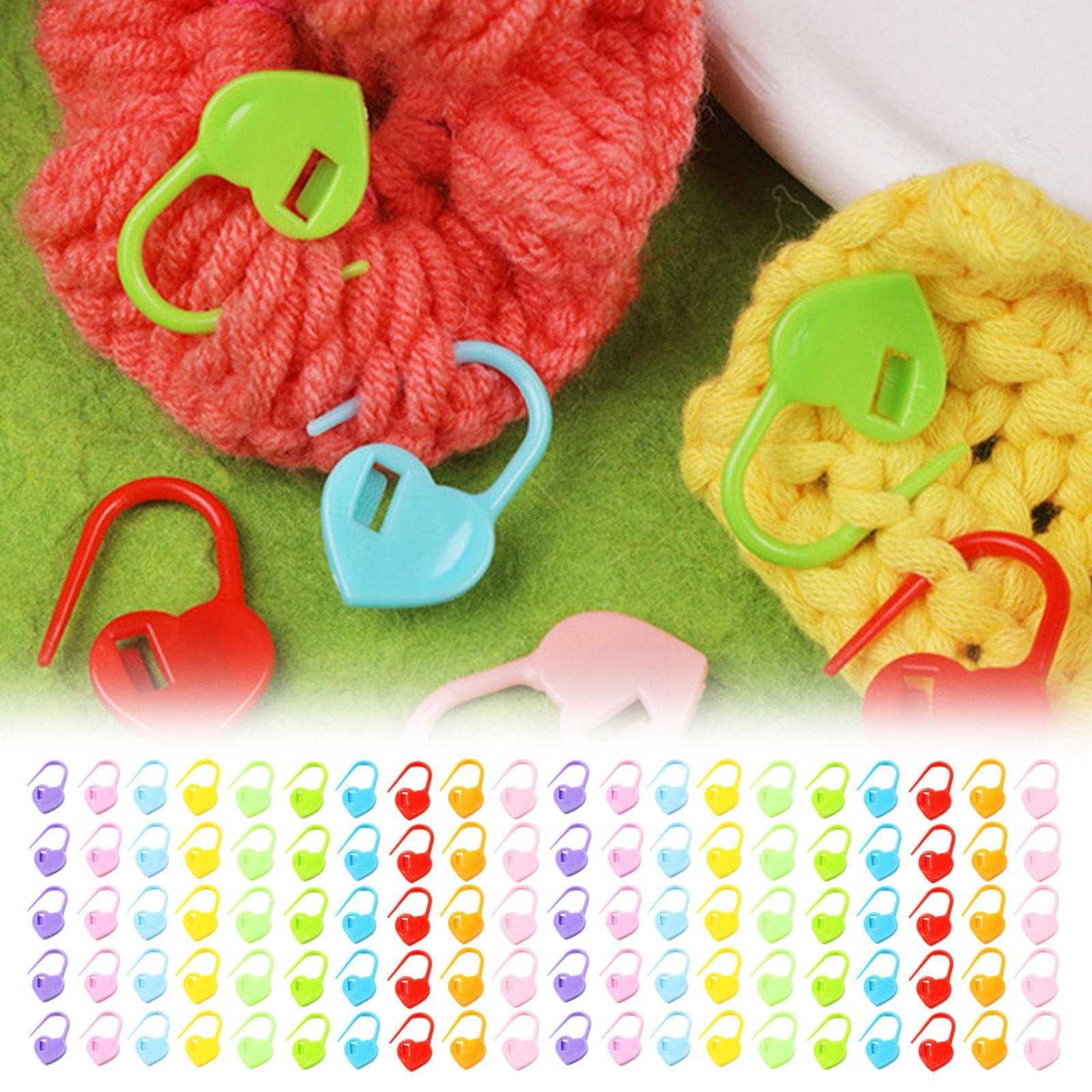 WUXIAB Crochet Stitch Markers,100 Pack Plastic Knitting Markers Needle ...