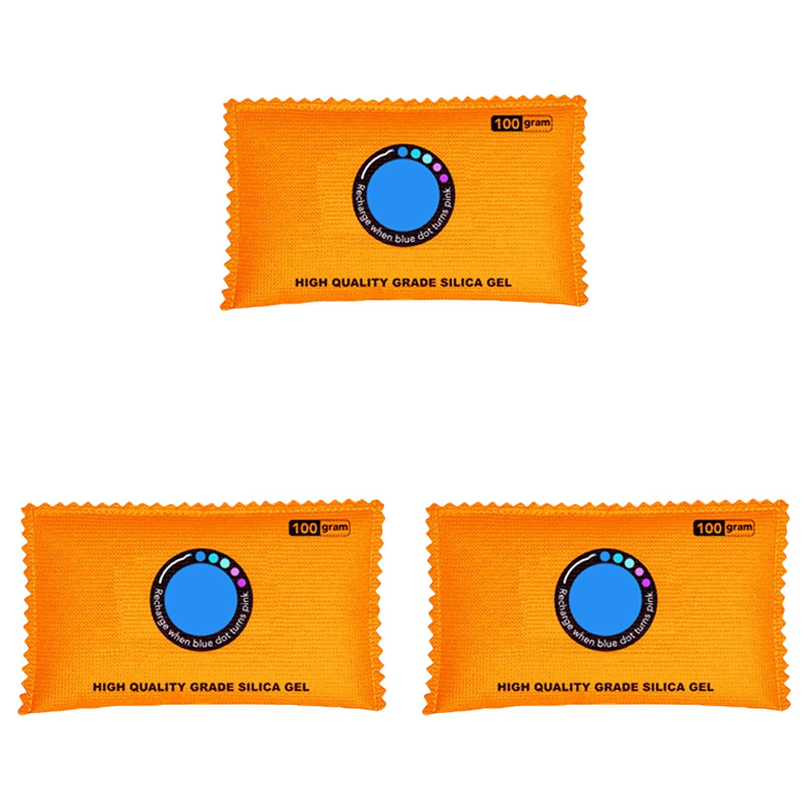 WUXIAB 3-Pack Rechargeable Desiccant Packs,Color-Indicating Silica Gel ...
