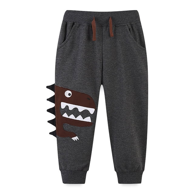 WUXIAN Boys Pants Fall New Pants Cartoon Embroidery Dinosaur Drawstring ...