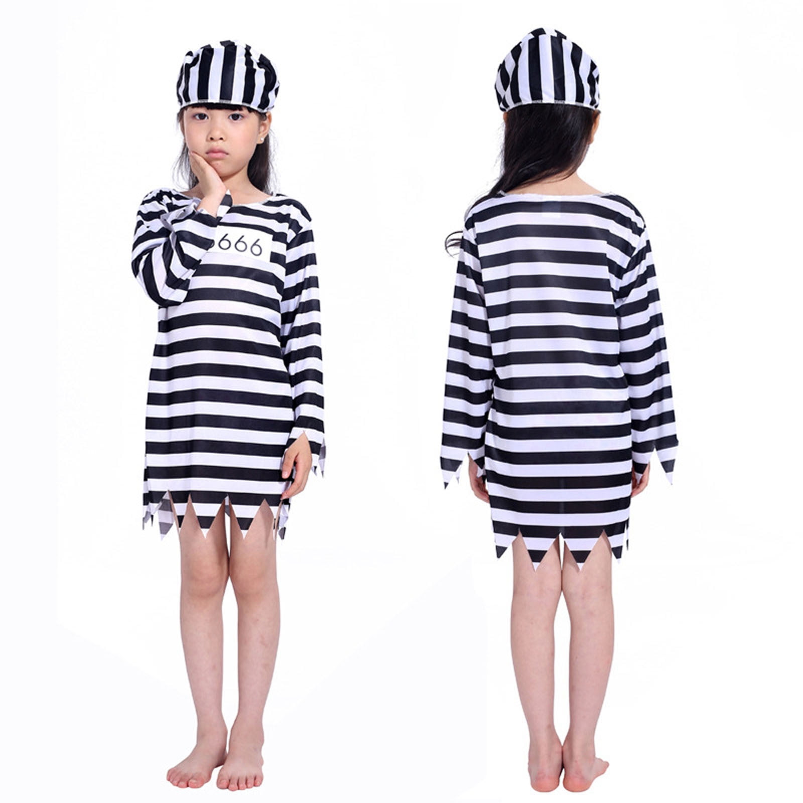 WUXIAN Child Little Girls Prisoner Jail Inmate Outfits For Stage ...