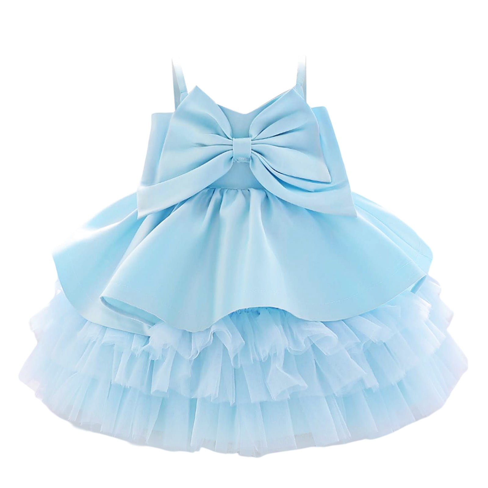 WUXIAN Children Girls 1st Birthday Princess Dress With Bow & Tulle ...