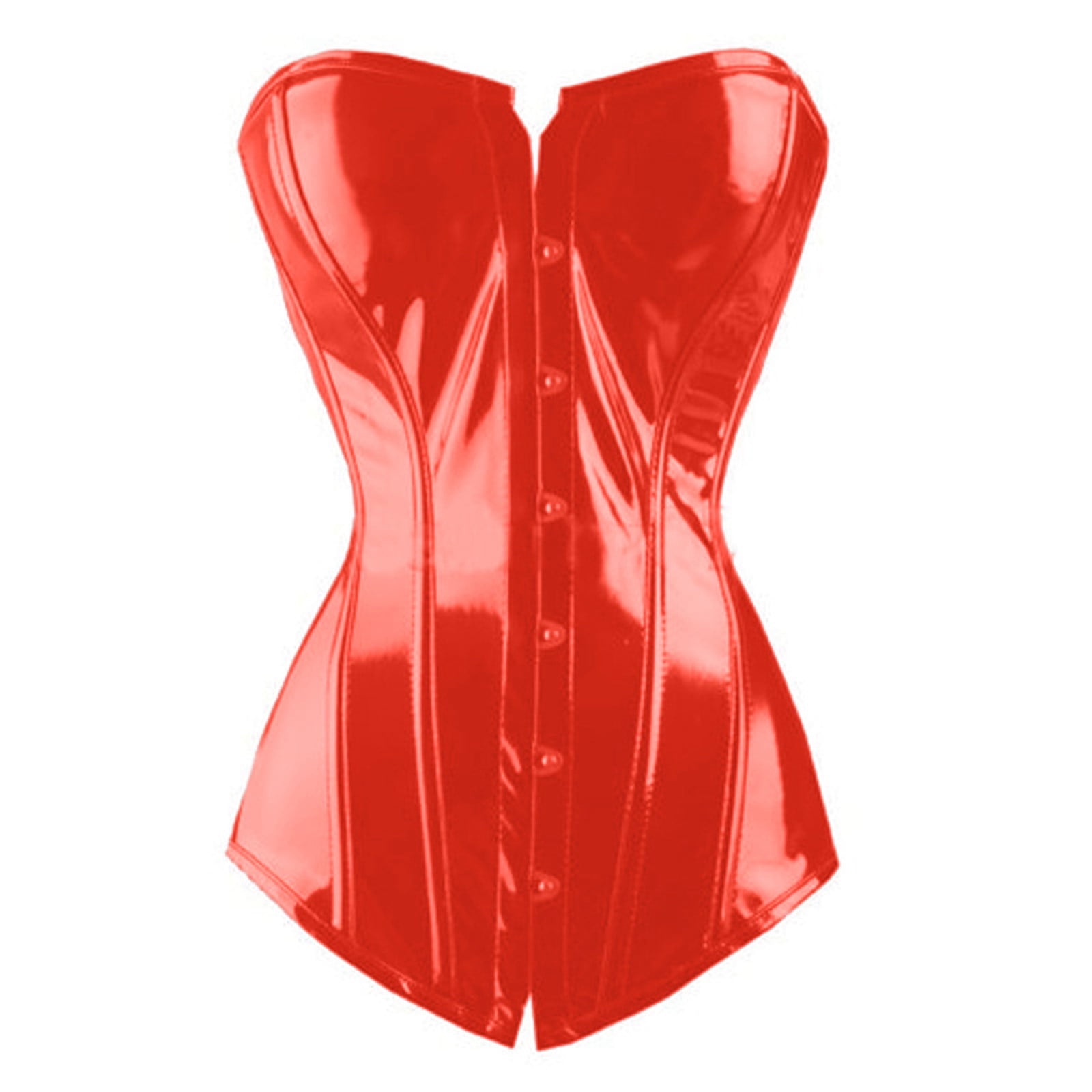 WUXIAN Costume Bright Leather 6 Buckle Waist Support Belly Shapewear ...