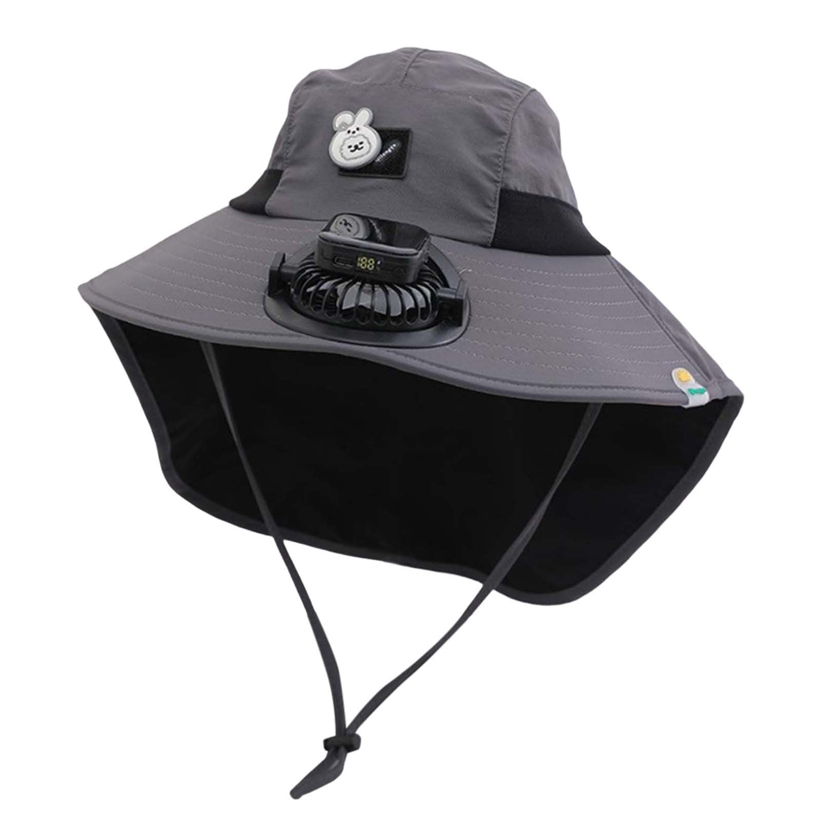 WUXIAN Kids Sun Hats Kids Solar Fan Hat With Usb Charging Cartoon Print ...