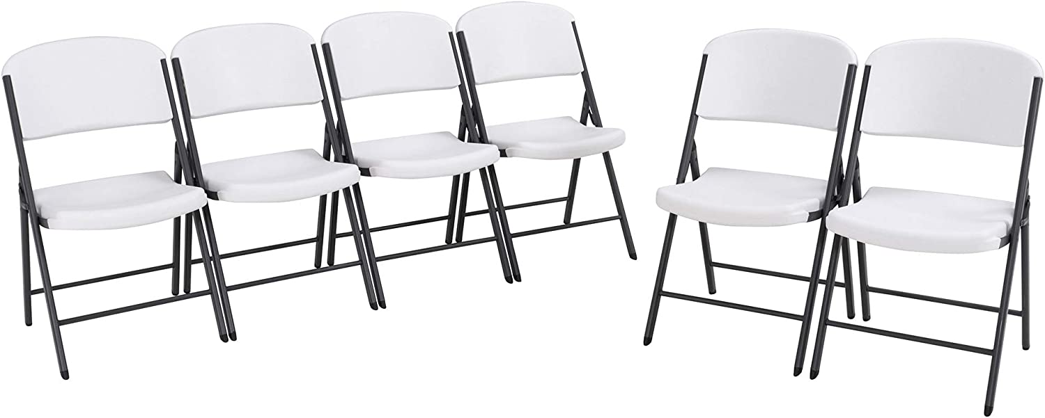 WUXIFA 80747 Commercial Grade Folding Chairs, 6 Pack, White Granite ...