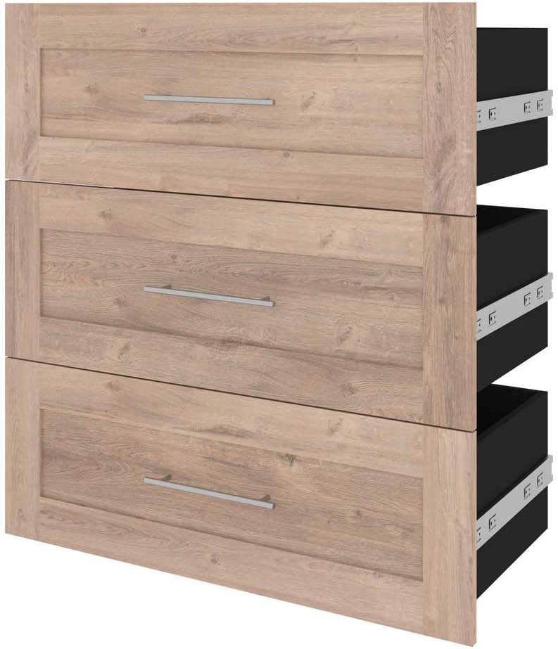 WUXIFA Pur 3 Drawer Set for 36-inch Wardrobe Organizer in Rustic Brown ...