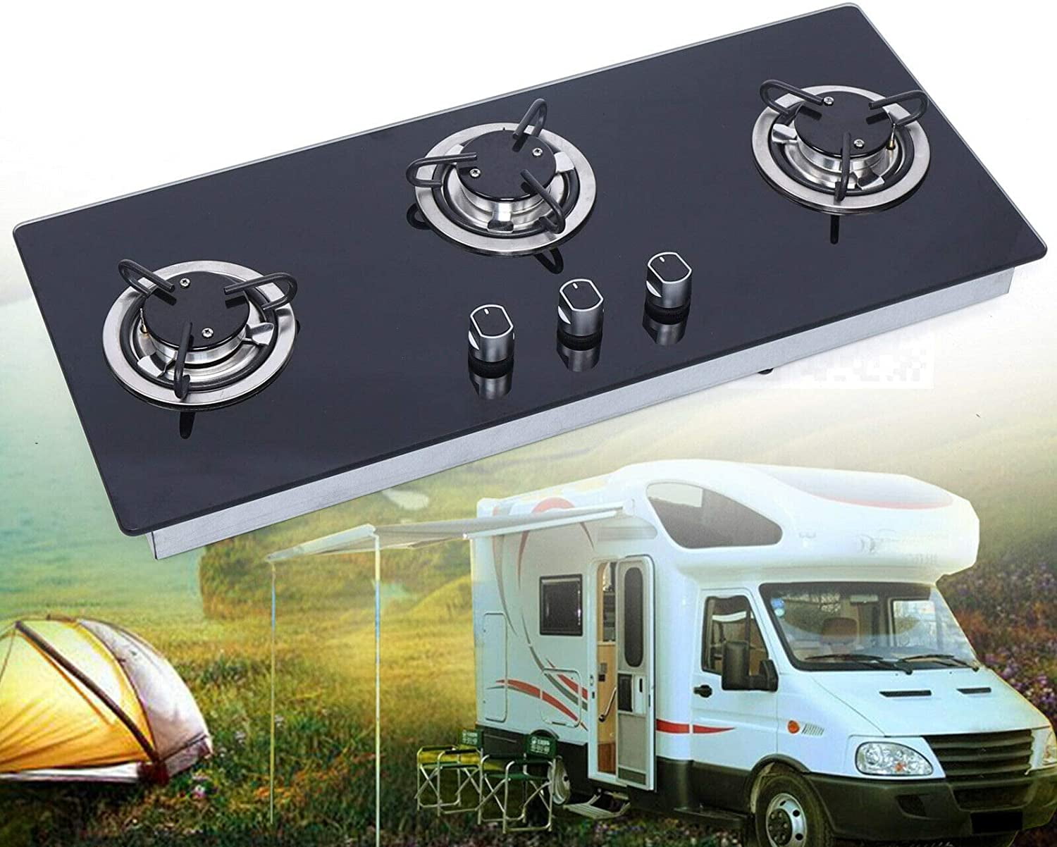 WUZSTAR RV Boat Caravan Camper 3 Burners LPG Gas Stove Hob with ...